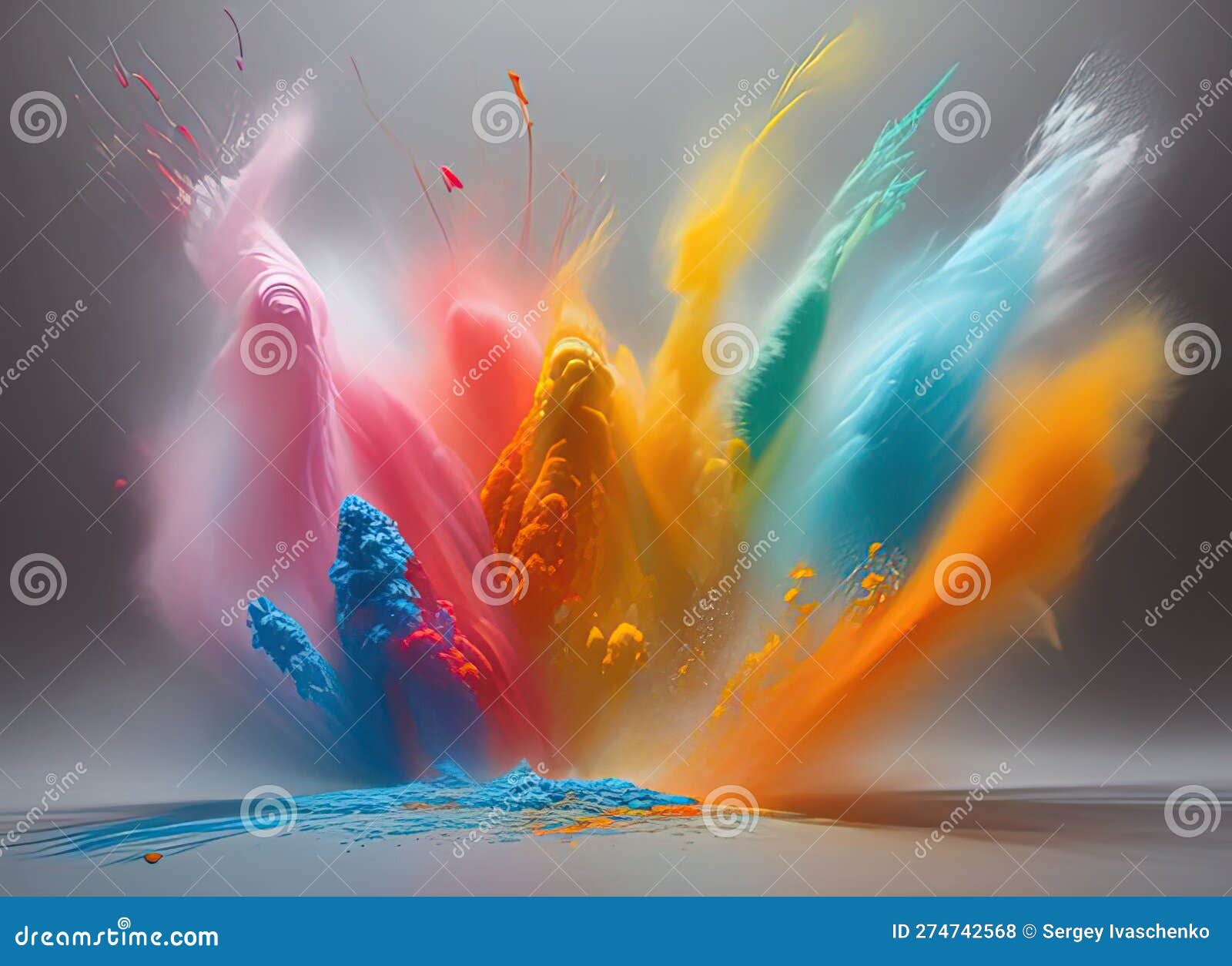 Abstract Colorful Powder, Illustration. Explosion of Multicolored ...