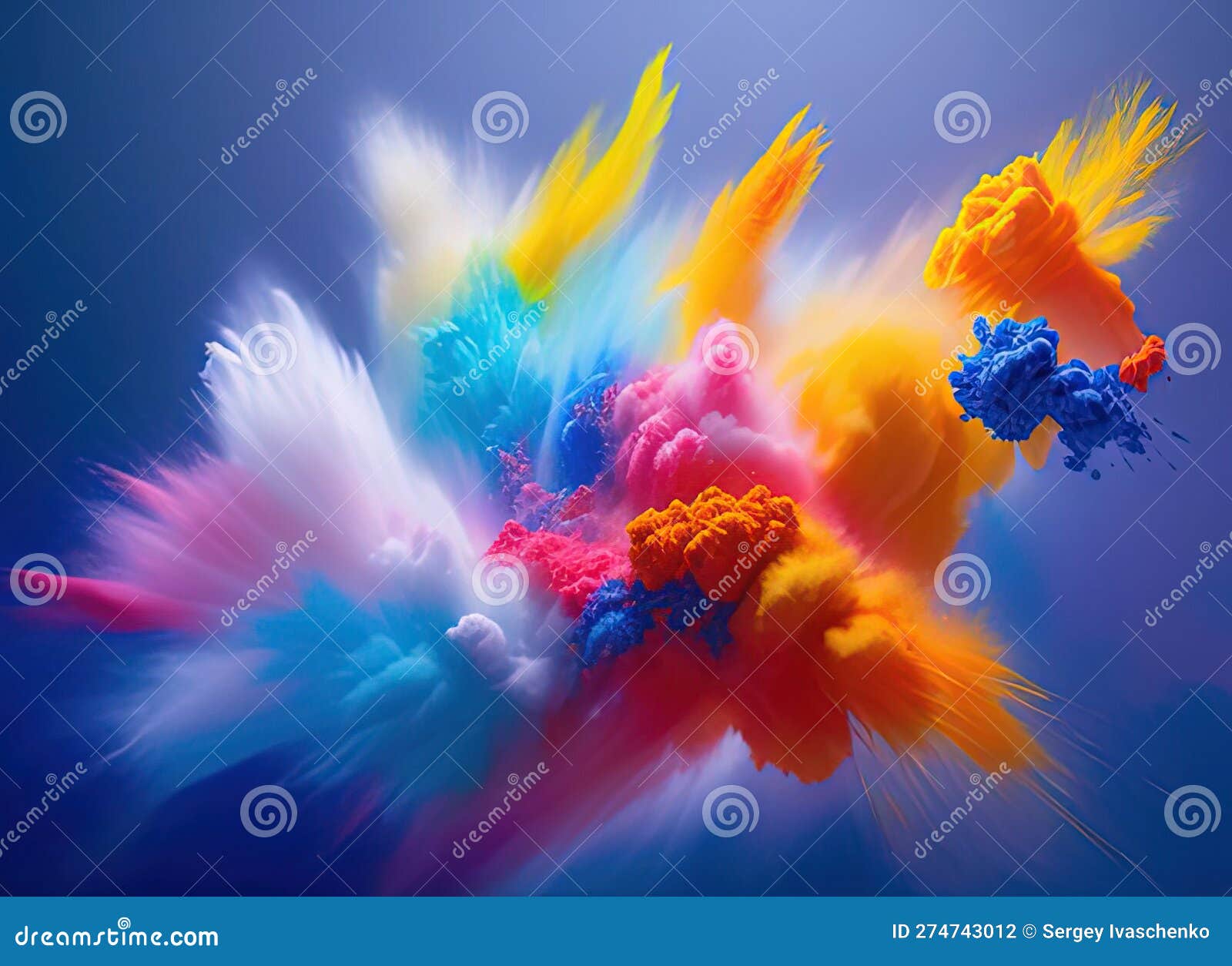 Abstract Colorful Powder, Illustration. Explosion of Multicolored ...