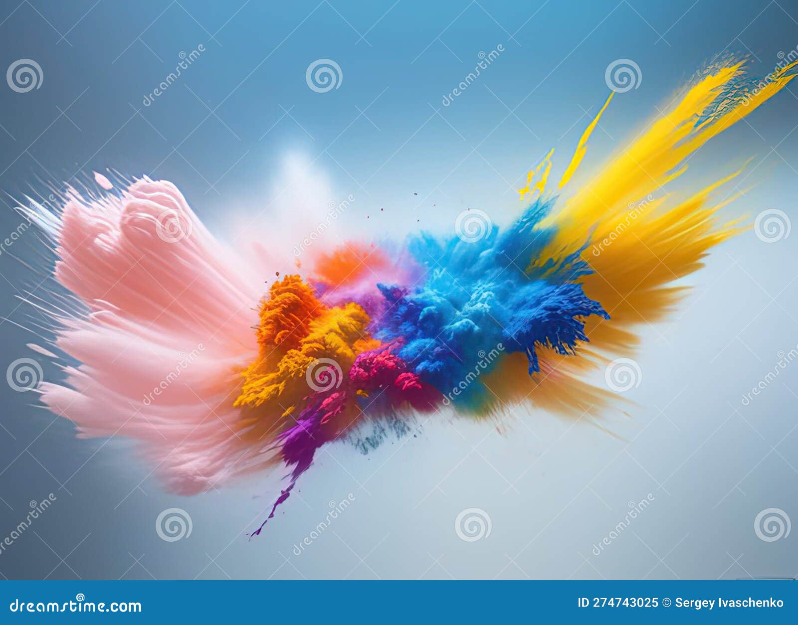 Abstract Colorful Powder, Illustration. Explosion of Multicolored ...