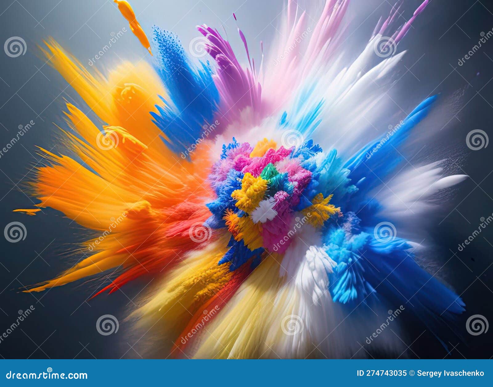 Abstract Colorful Powder, Illustration. Explosion of Multicolored ...