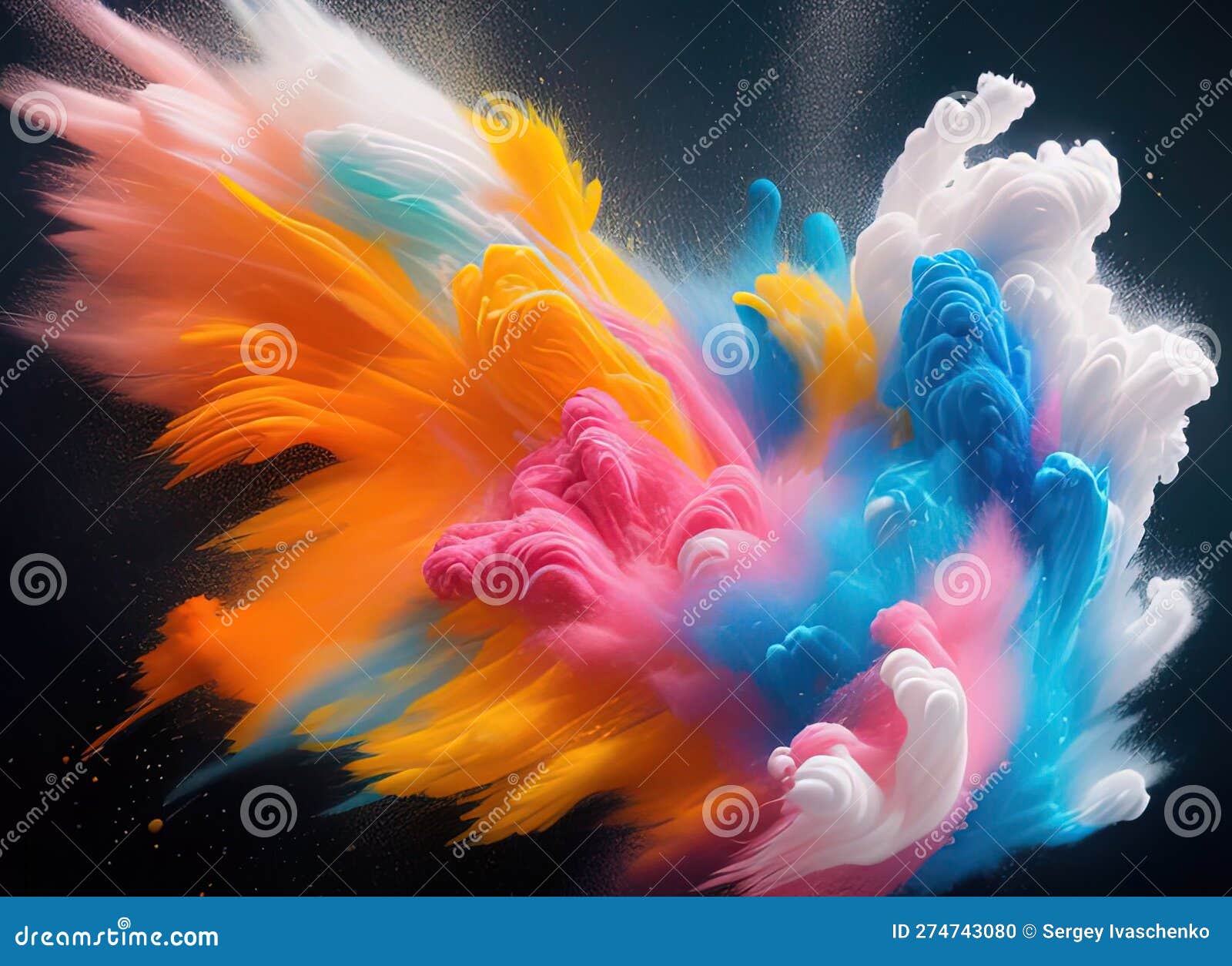 Abstract Colorful Powder, Illustration. Explosion of Multicolored ...