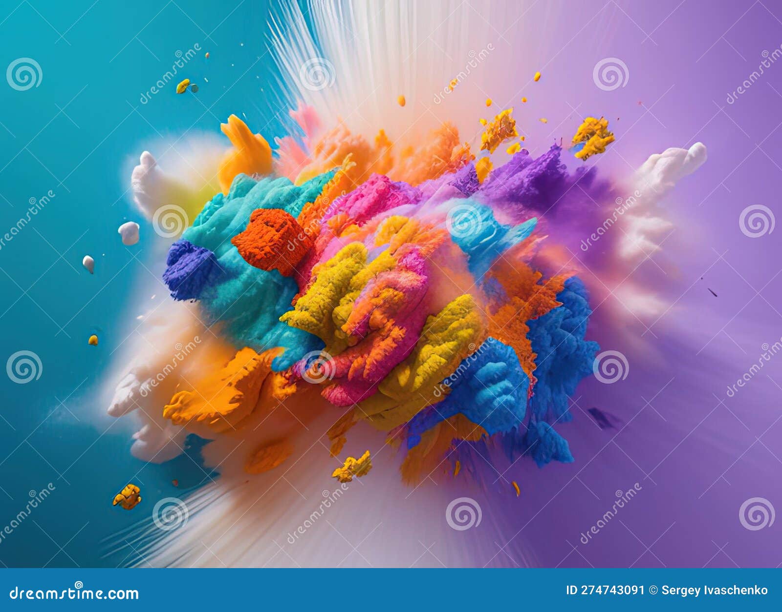 Abstract Colorful Powder, Illustration. Explosion of Multicolored ...