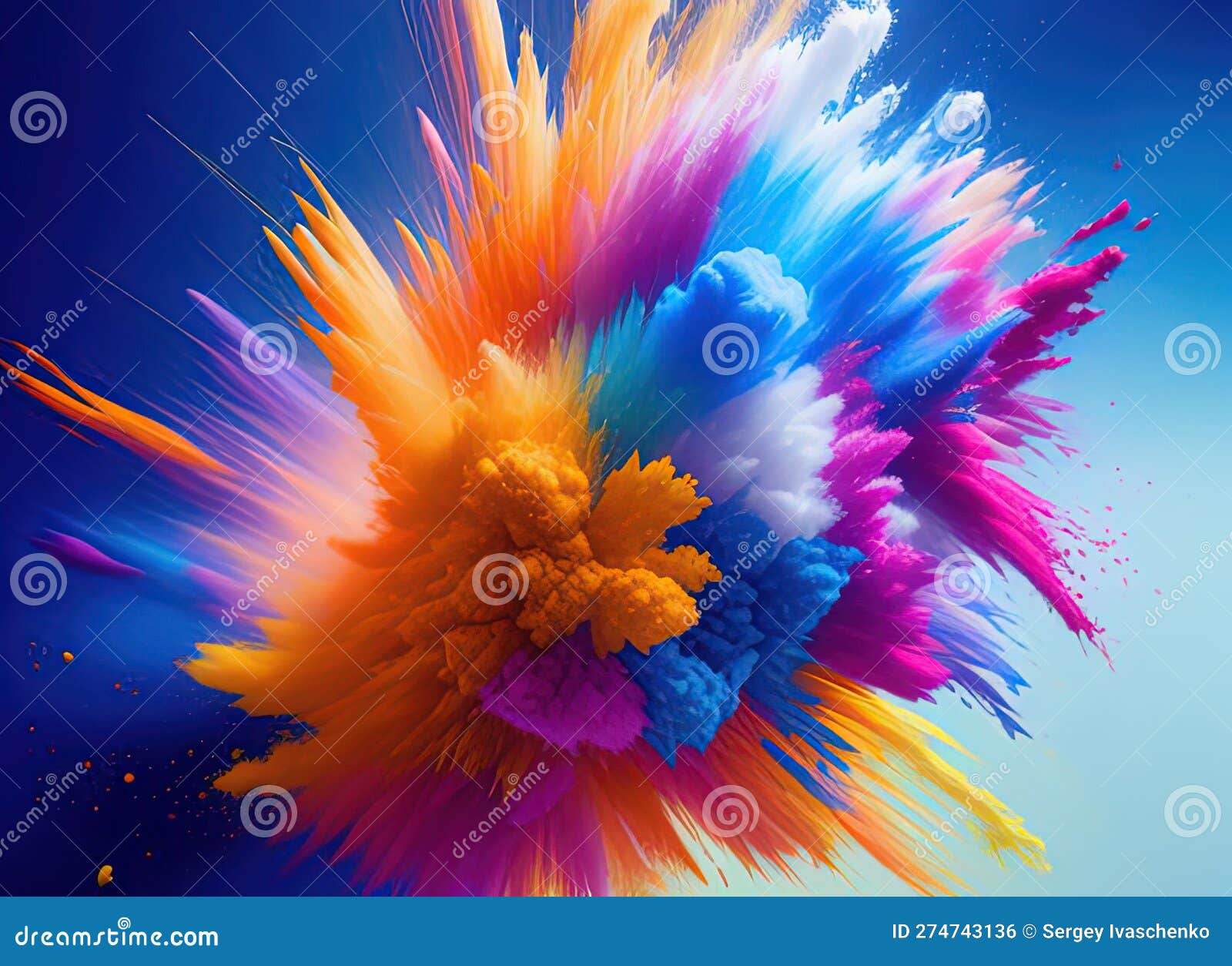 Abstract Colorful Powder, Illustration. Explosion of Multicolored ...