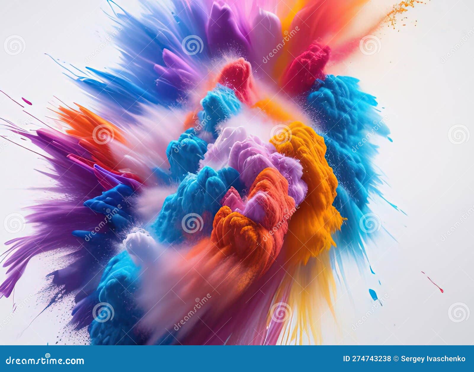 Abstract Colorful Powder, Illustration. Explosion of Multicolored ...