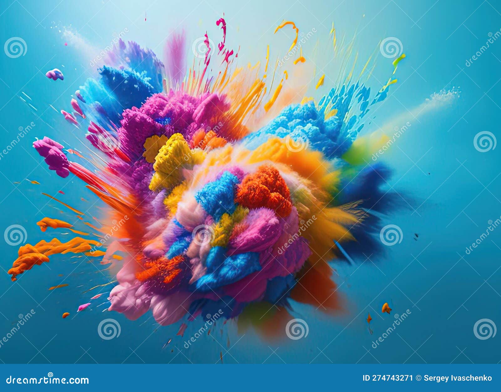 Abstract Colorful Powder, Illustration. Explosion of Multicolored ...