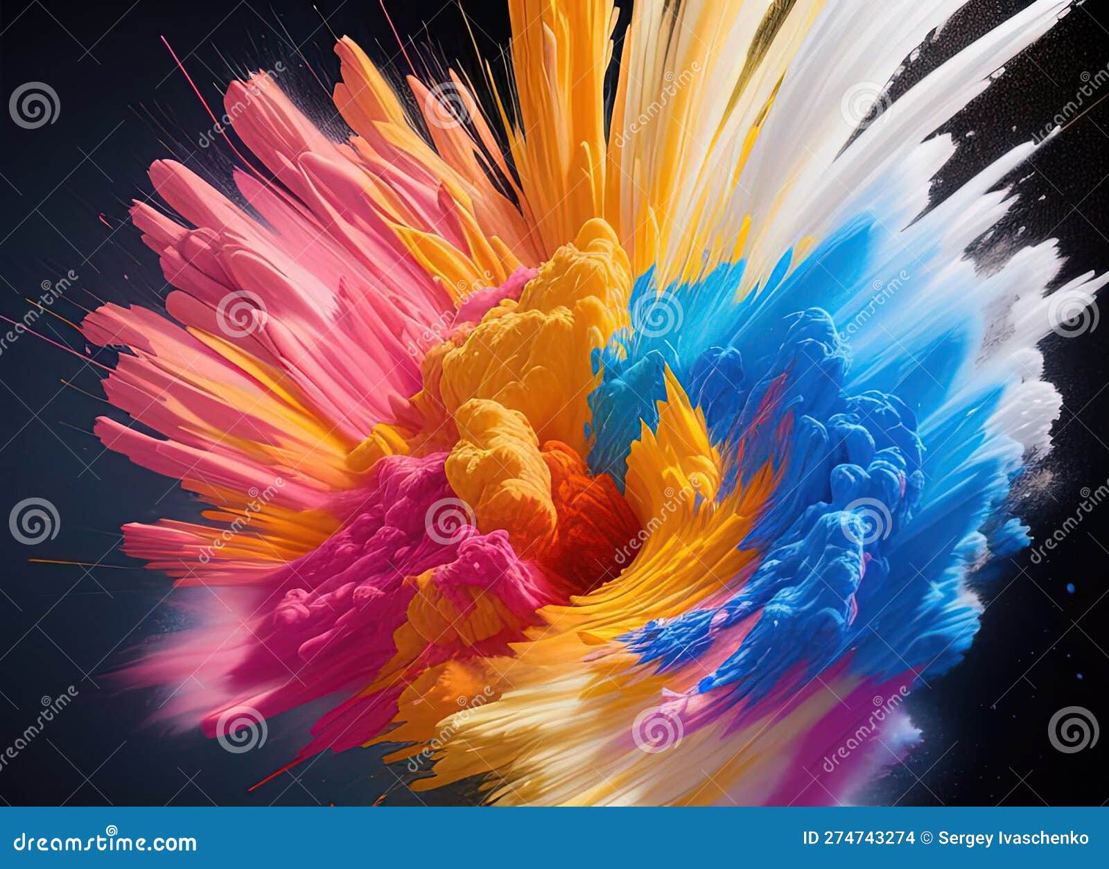 Abstract Colorful Powder, Illustration. Explosion of Multicolored ...