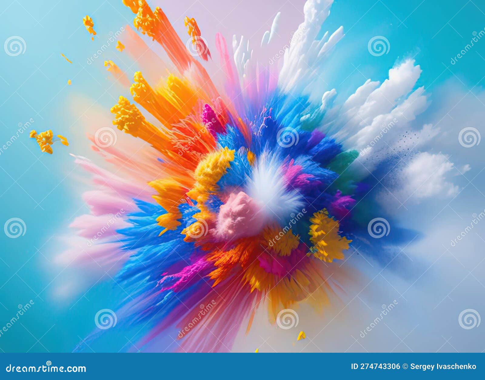 Abstract Colorful Powder, Illustration. Explosion of Multicolored ...