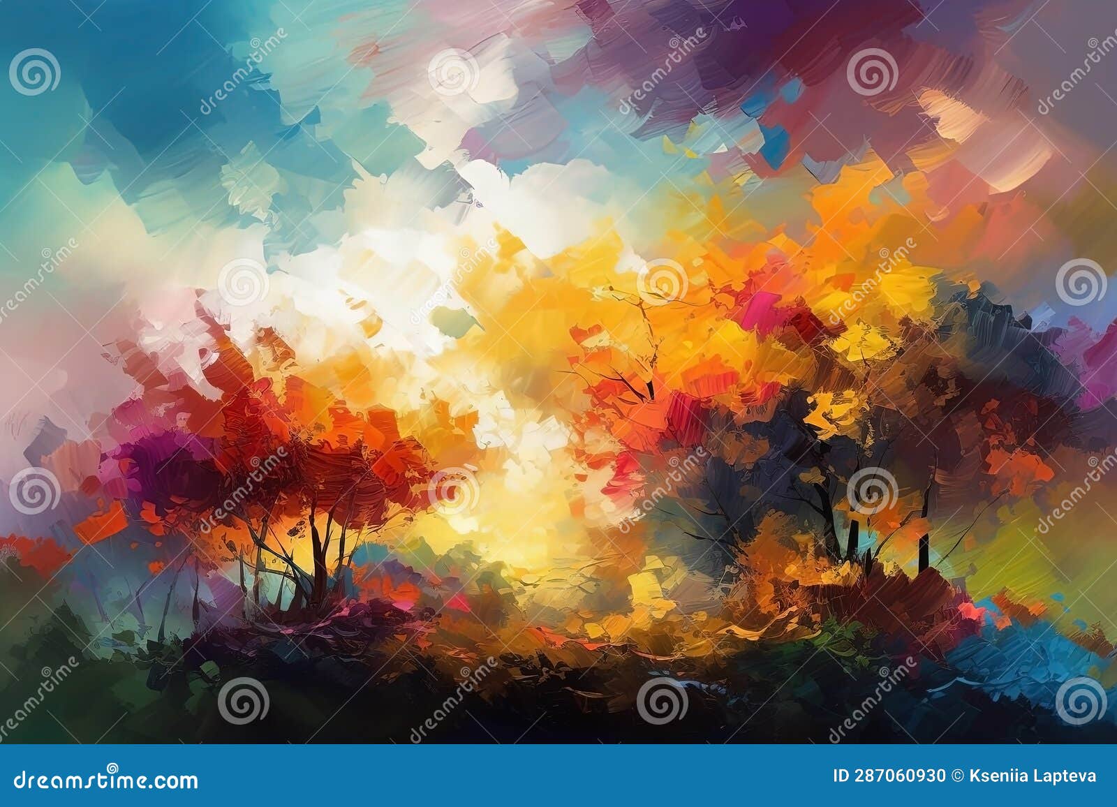 Abstract Colorful Psychedelic Landscape Background. Contemporary Art ...