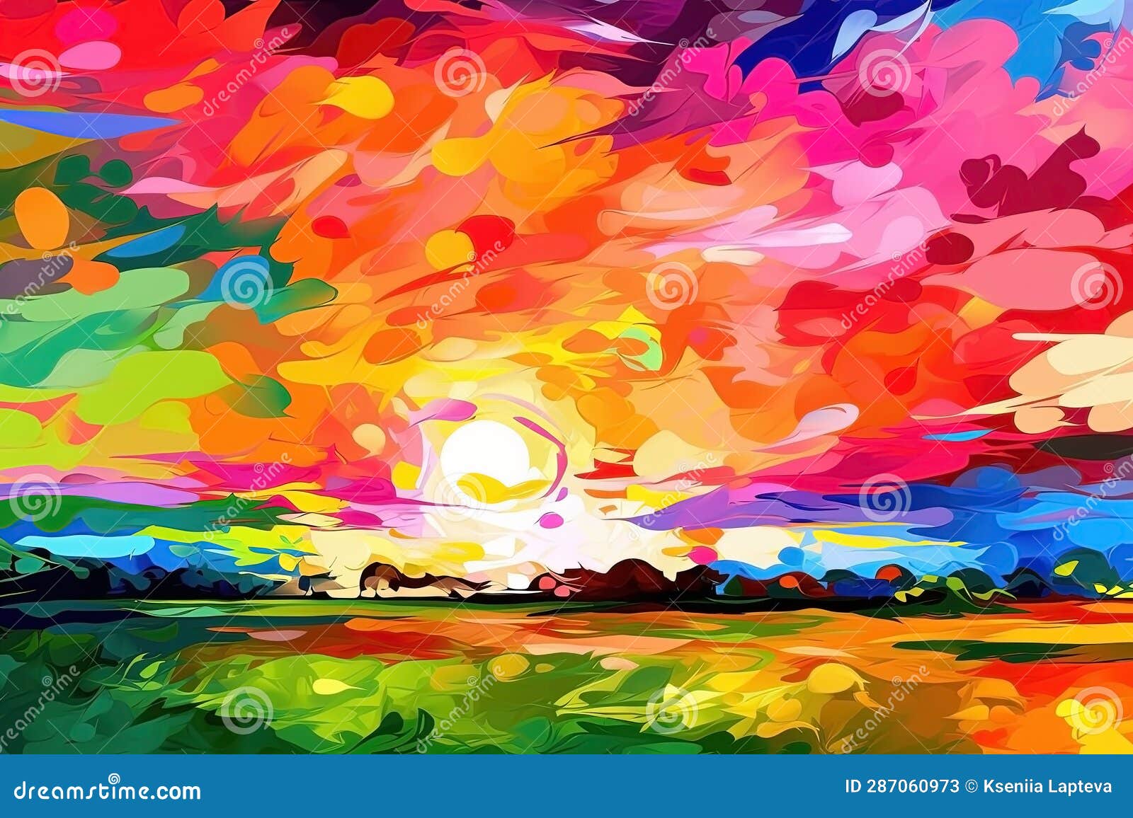 Abstract Colorful Psychedelic Landscape Background. Contemporary Art ...
