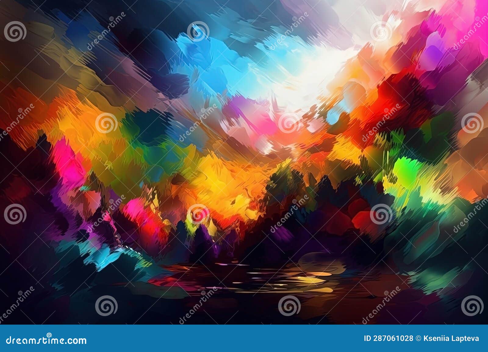Abstract Colorful Psychedelic Landscape Background. Contemporary Art ...