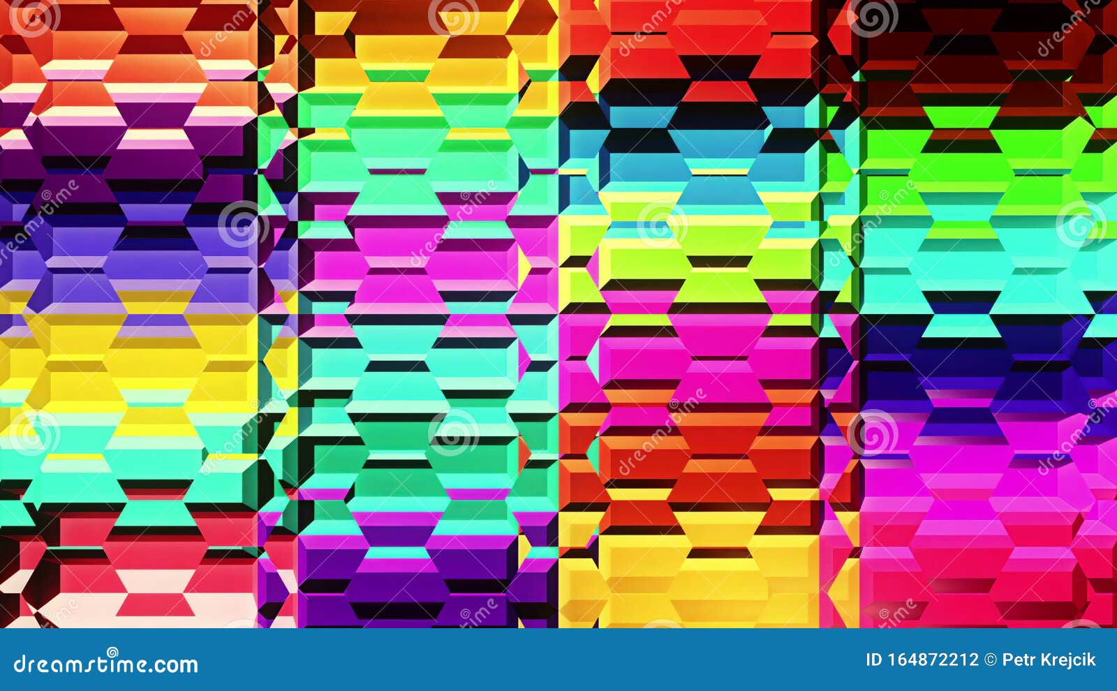 Abstract Colorful Ractangular and Hexagonal Retro Background ...