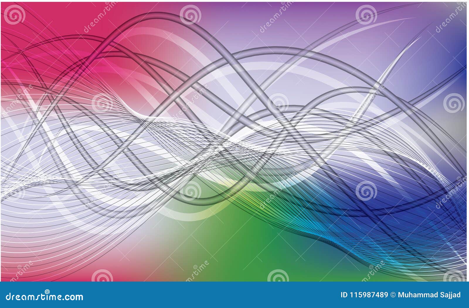 Abstract Rainbow Spectrum Curve Flow Wave Line Background Template ...