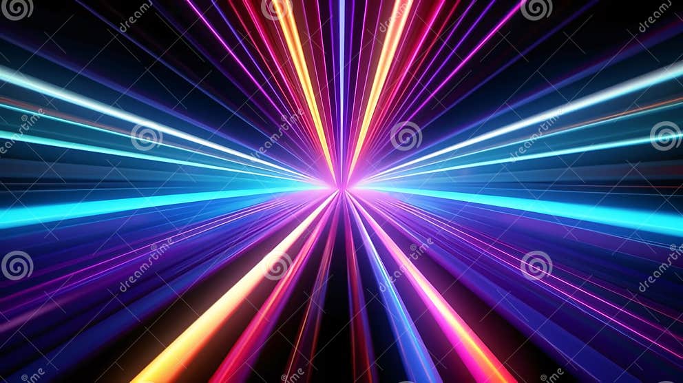 Abstract Colorful Rays on a Black Background, Computer Generated ...