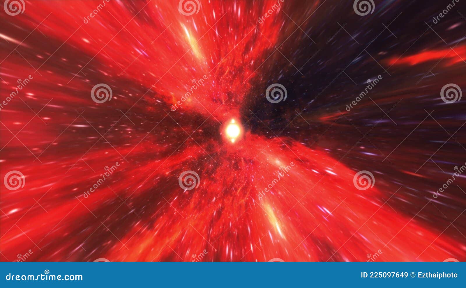 Abstract Colorful Red Hyperspace Worm Hole Tunnel through Space Time ...