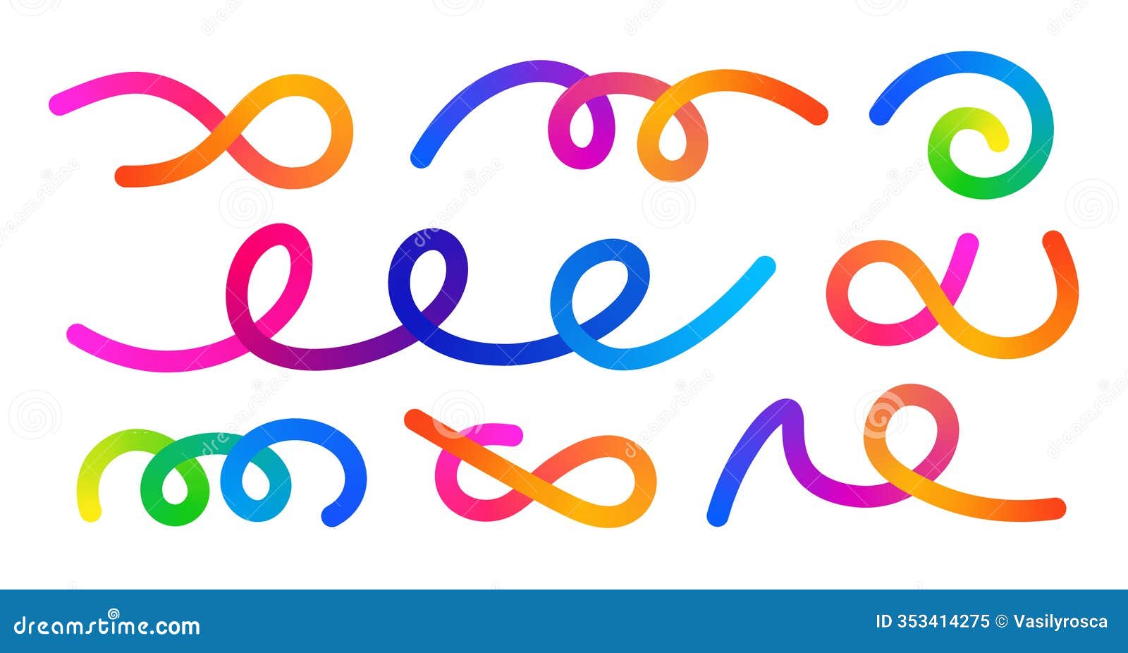 Abstract Colorful Ribbon Gradient Loops Shape. Colorful Lines Design ...