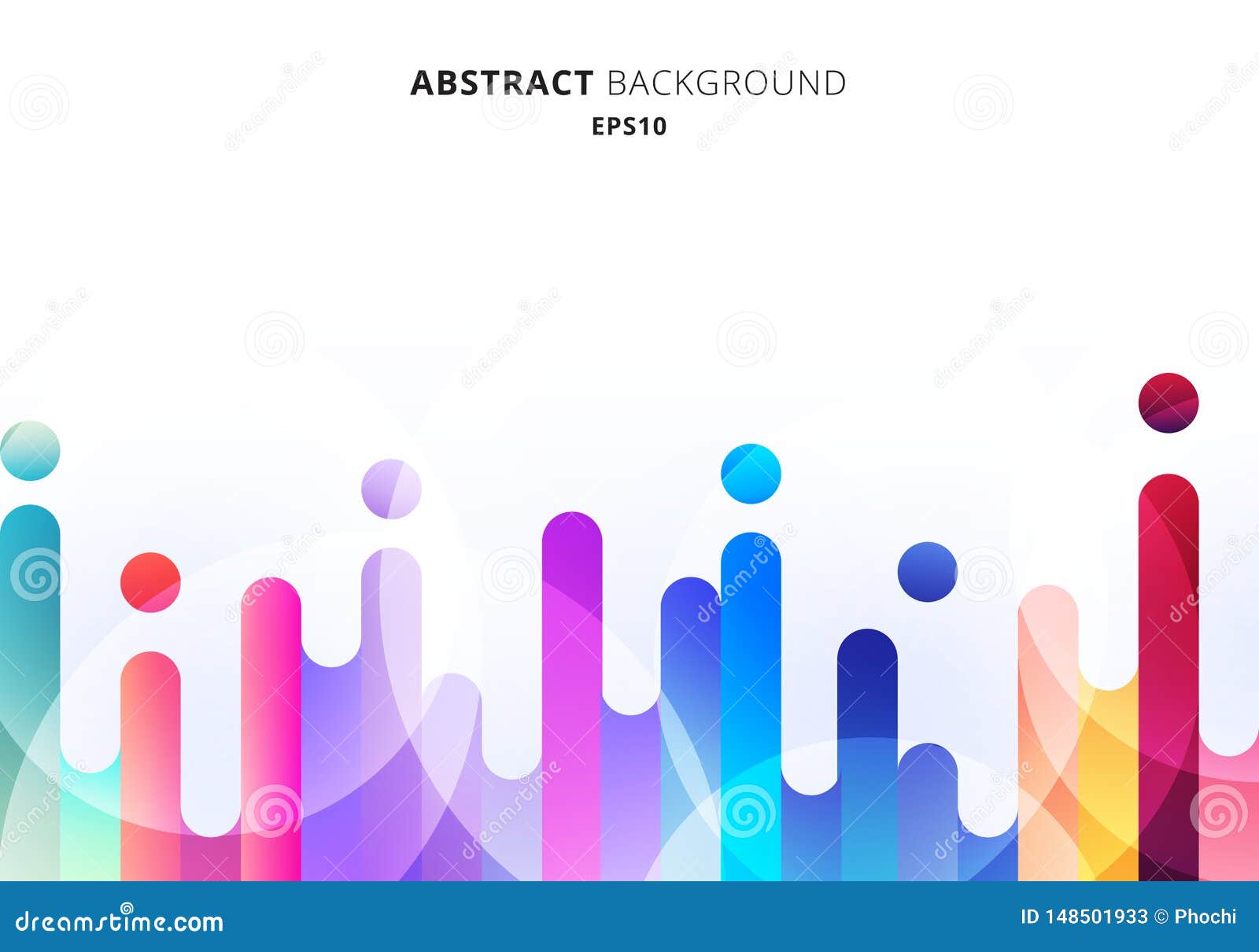 Abstract Colorful Rounded Lines Transition Elements on White Background ...