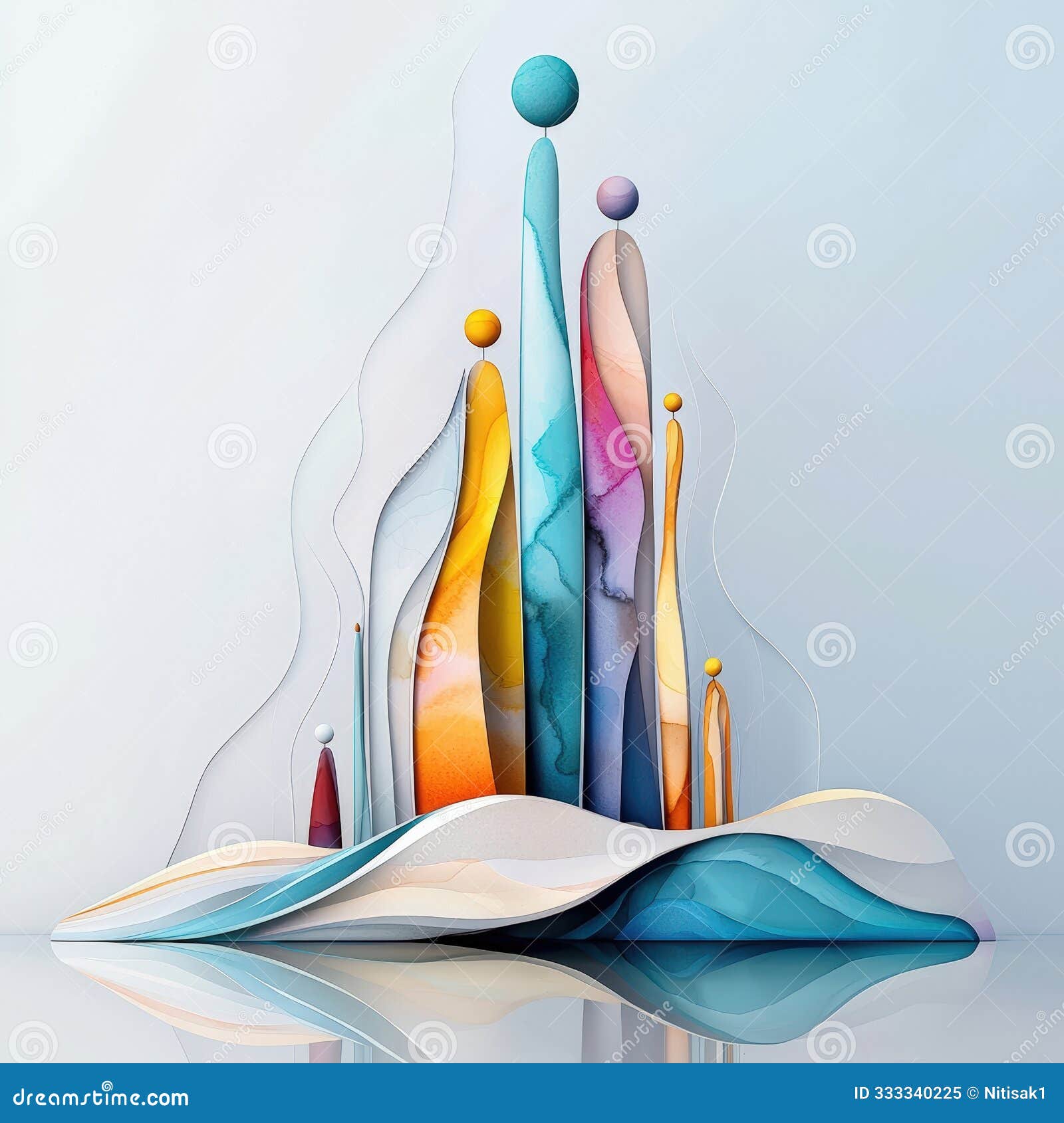 Abstract Colorful Sculpture with Fluid Forms and Bold Shapes Creating a ...