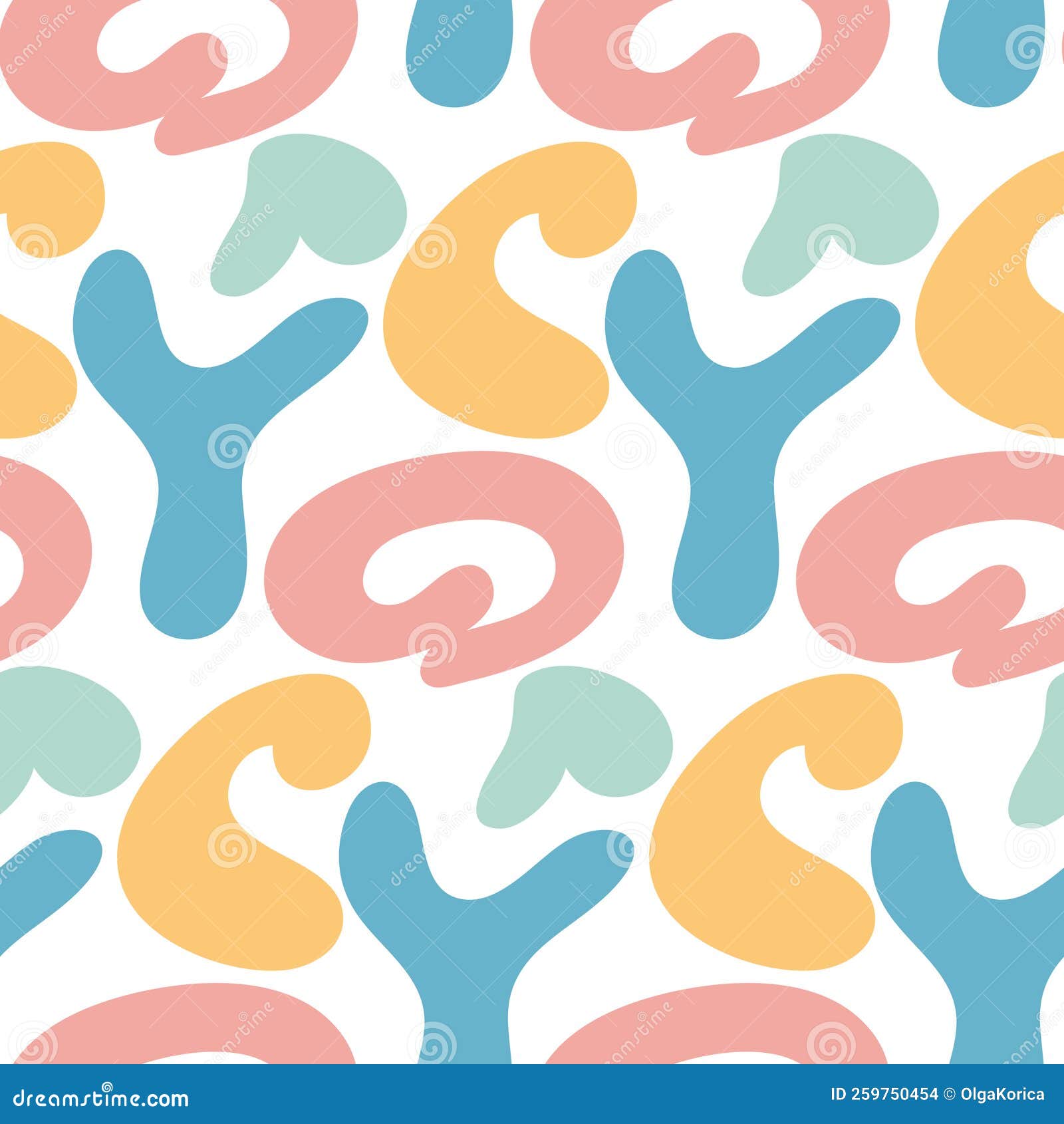 Abstract Colorful Seamless Pattern, Bright Chaotic Symbols on a White ...