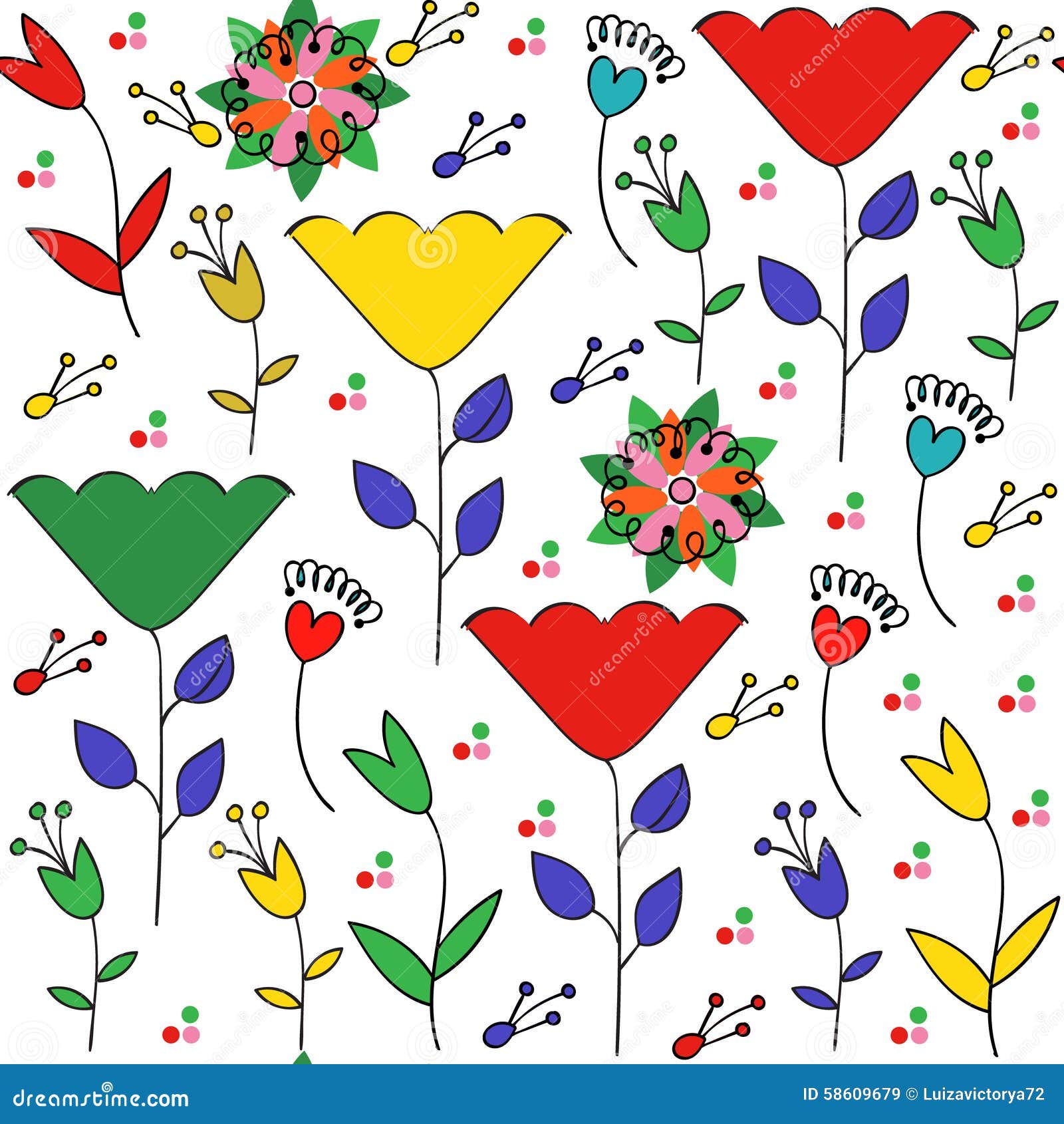 Abstract Colorful Seamless Pattern with Flowers and Seamless Pa Stock ...