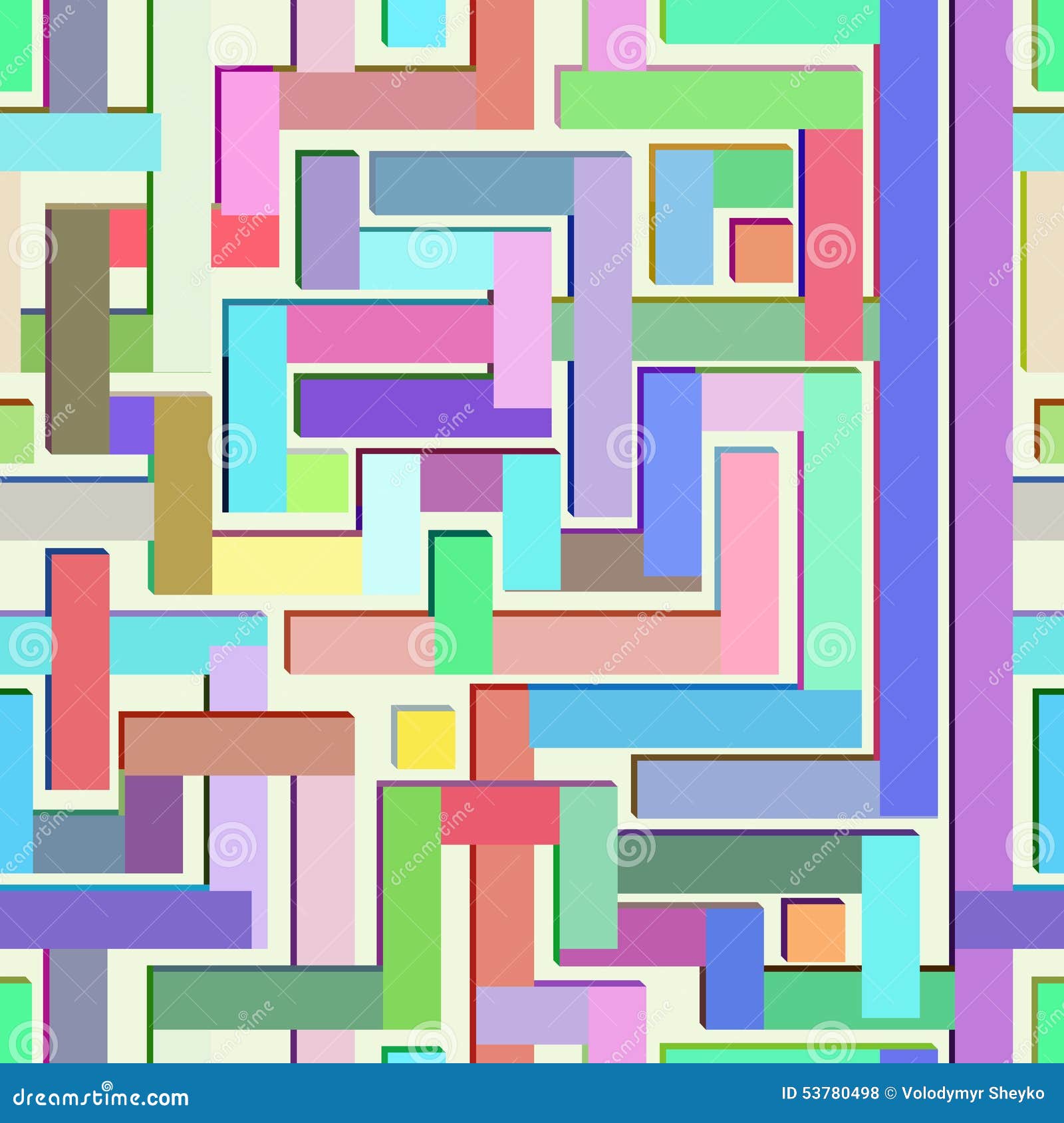 Abstract Colorful Seamless Pattern Resembling a Maze Stock Vector ...