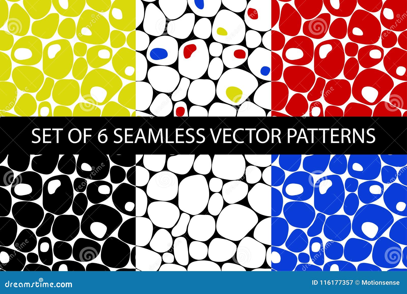 Abstract Colorful Seamless Vector Pebble Pattern Set Stock Vector ...