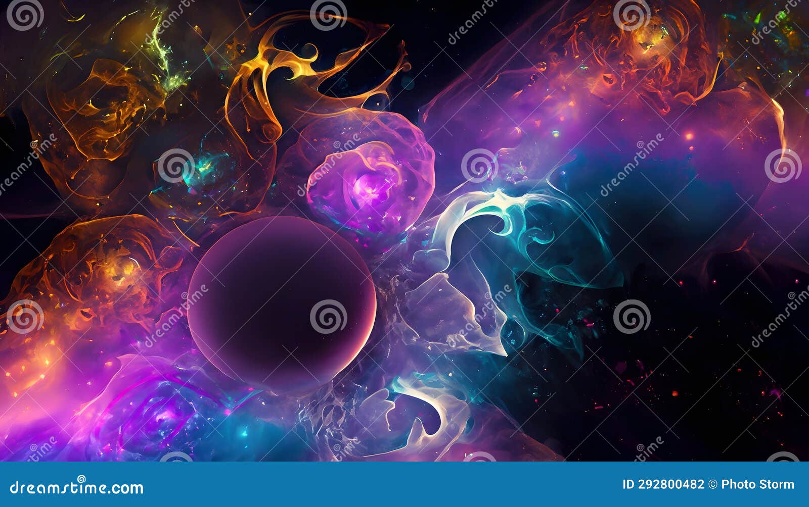 Abstract Colorful Shapes In A Celestial Nebula. Generated With AI Stock ...