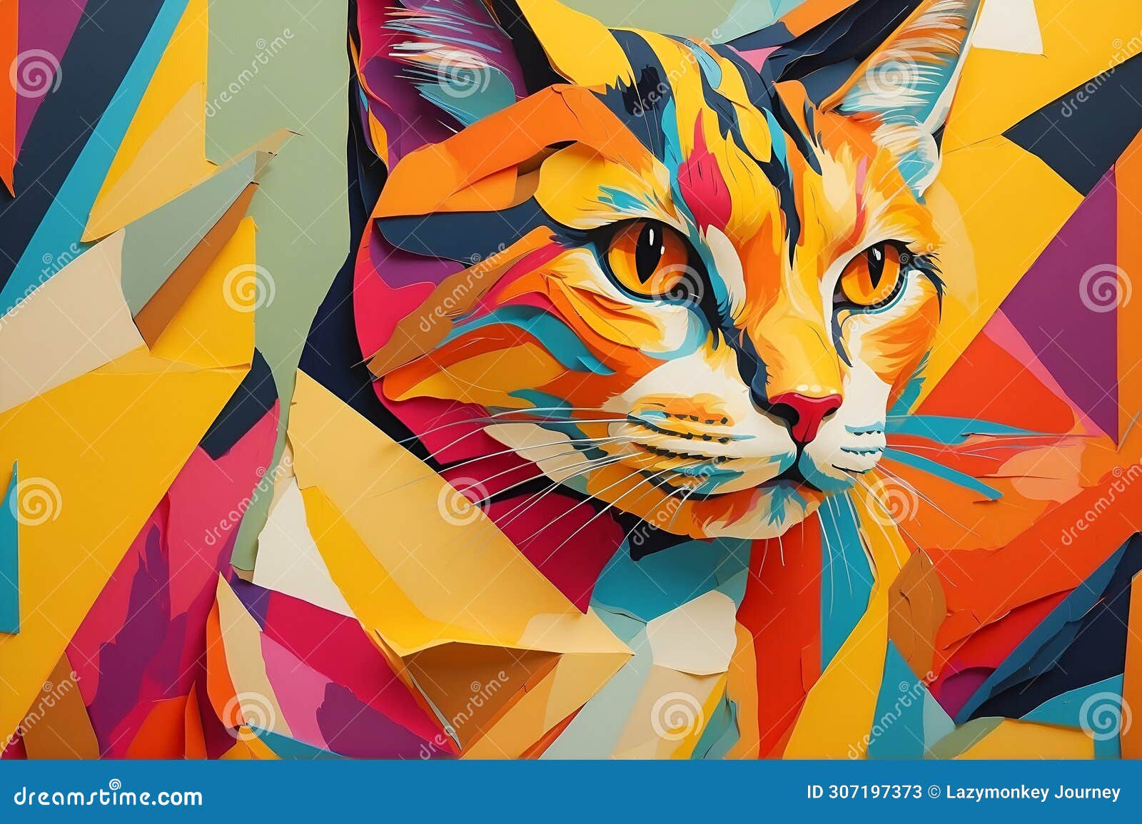 Abstract Colorful Shapes Stylized Cat Expressionism Art Style Stock ...