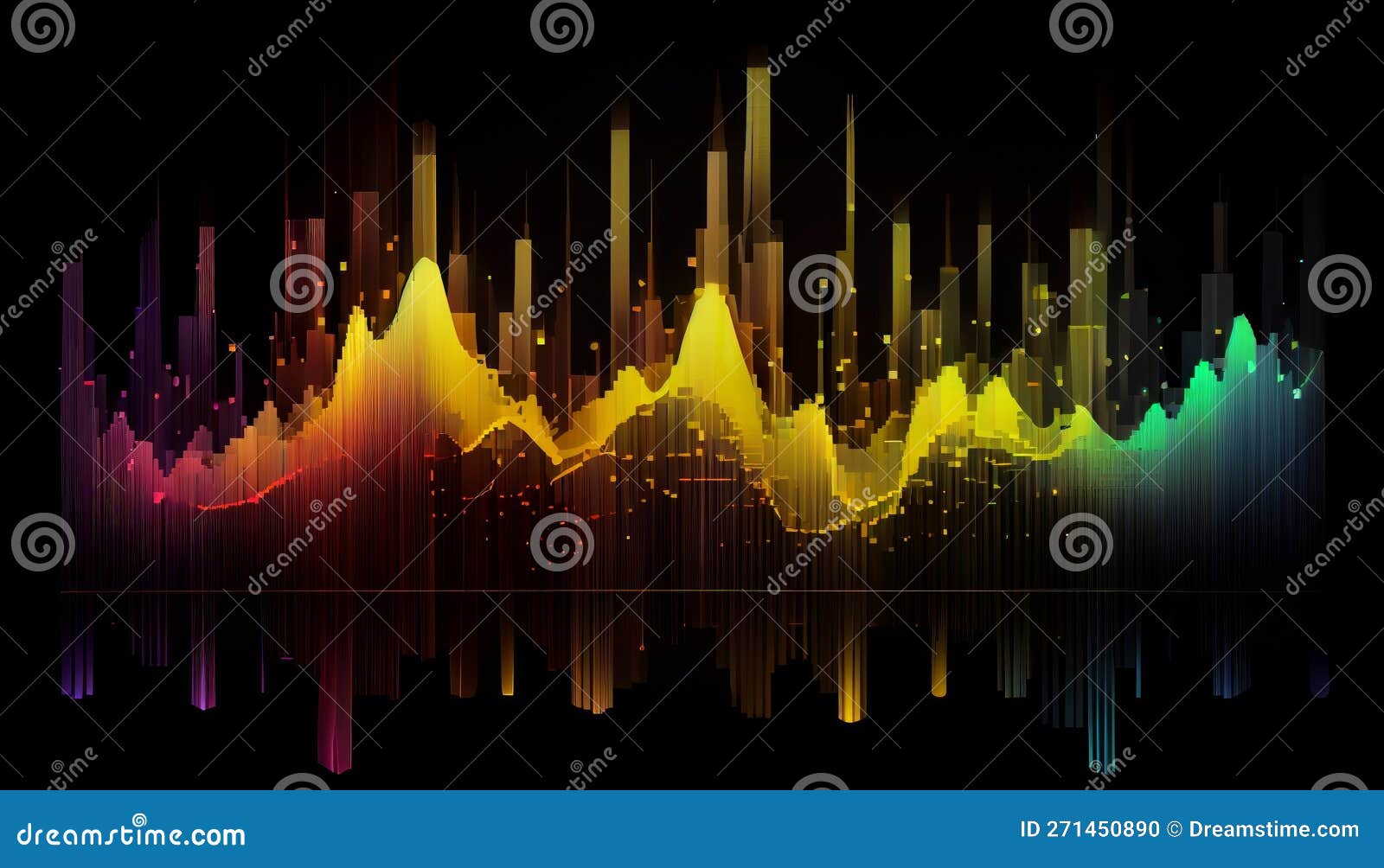 Abstract Colorful Sound Wave on Black Background, Generative AI Stock ...
