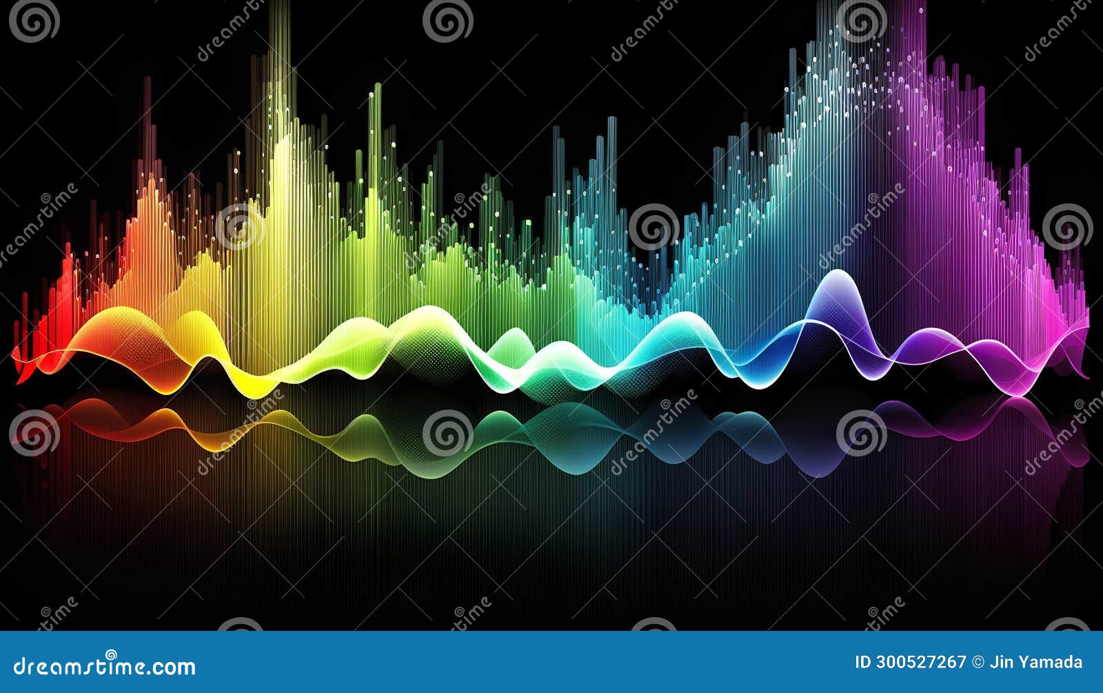 Abstract Colorful Sound Wave on Black Background, Vector Illustration ...
