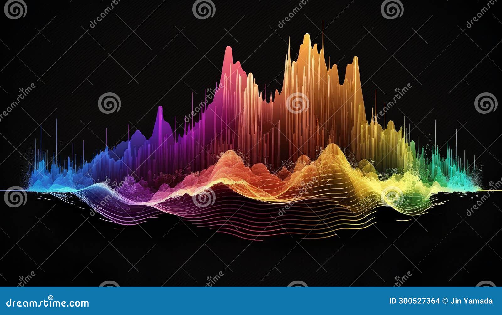 Abstract Colorful Sound Wave on Black Background. Vector Illustration ...