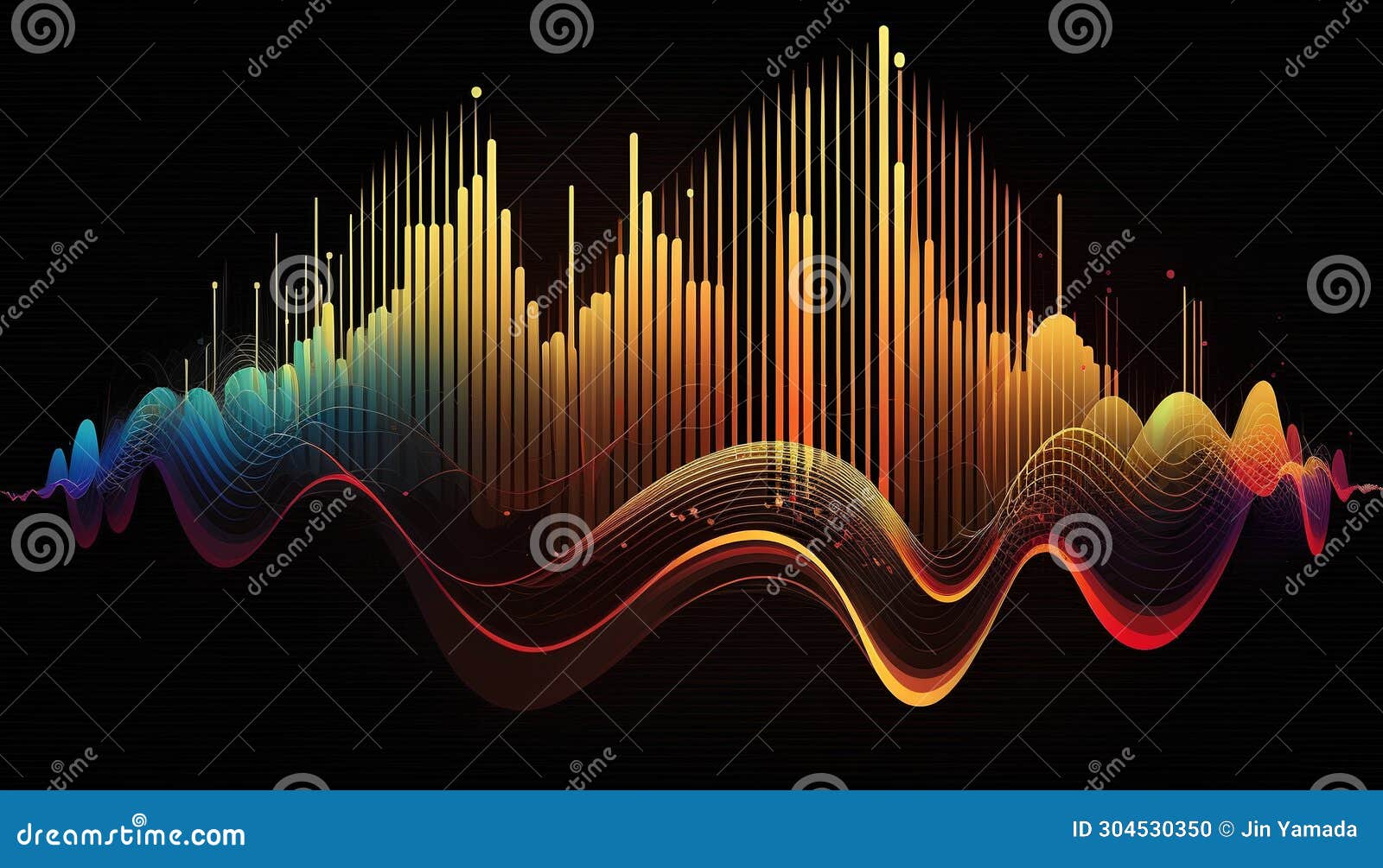 Abstract Colorful Sound Wave on Black Background, Vector Illustration ...
