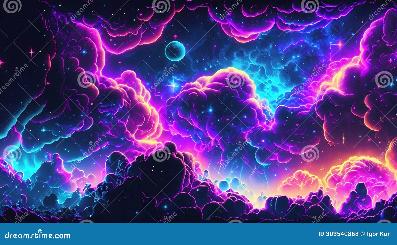 Abstract Colorful Space Clouds Illustration Wallpaper 4K Stock ...