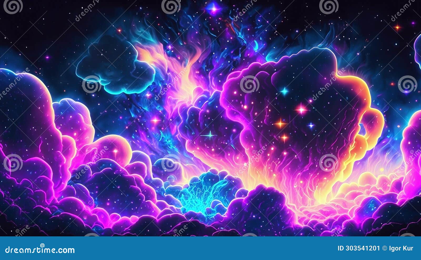 Abstract Colorful Space Clouds Illustration Wallpaper 4K Stock ...