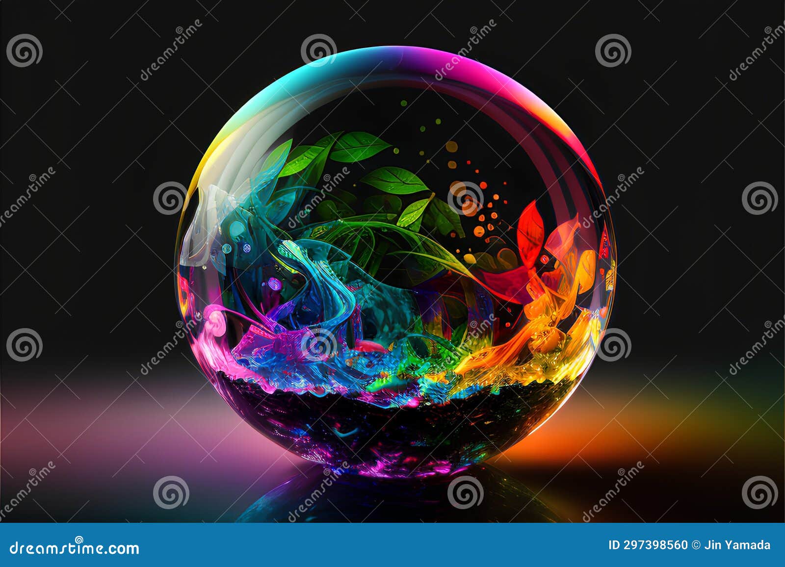 Abstract Colorful Sphere on a Black Background. 3d Illustration Stock ...