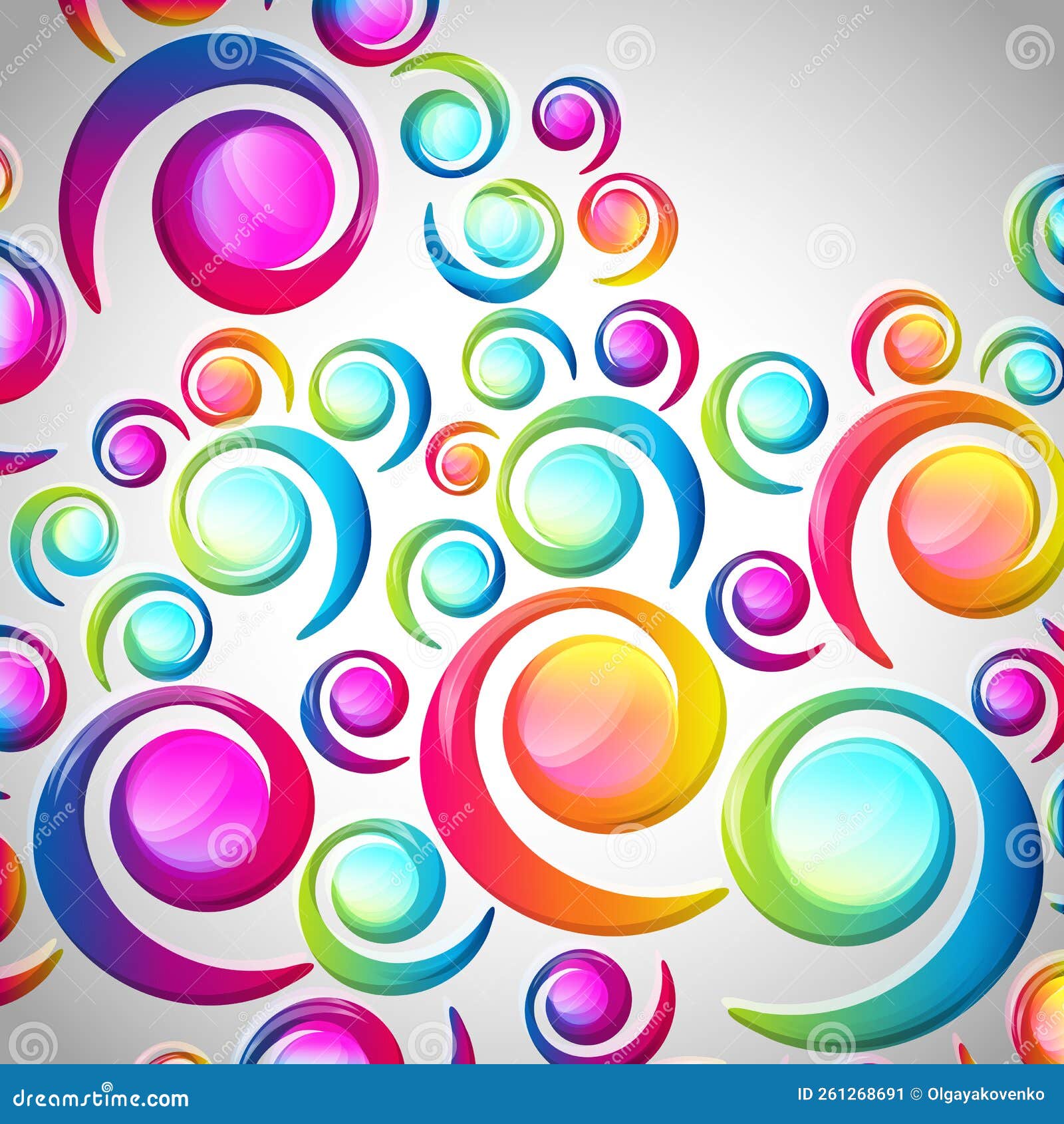 Abstract Colorful Spiral Arc-drop Pattern on a Light Background ...