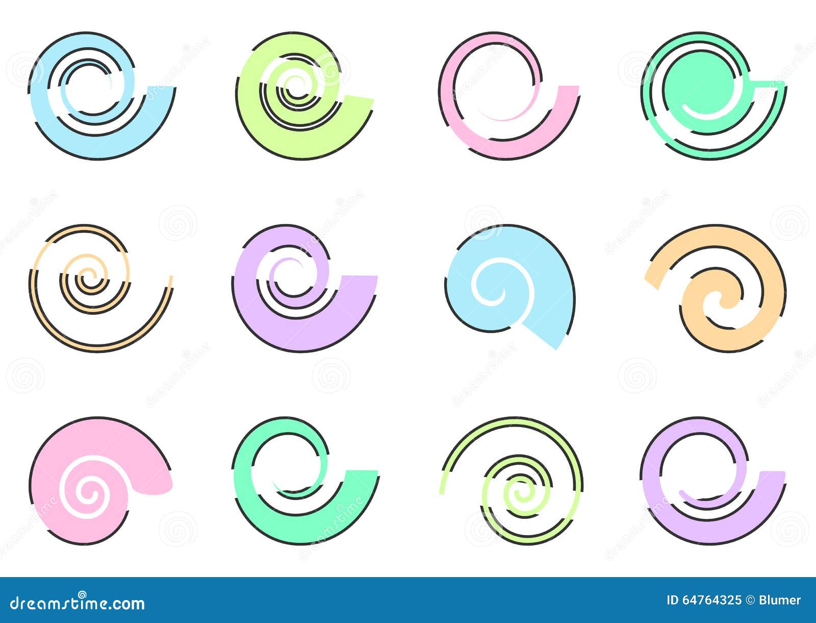 Abstract Colorful Spiral Icons Stock Vector - Illustration of outline ...