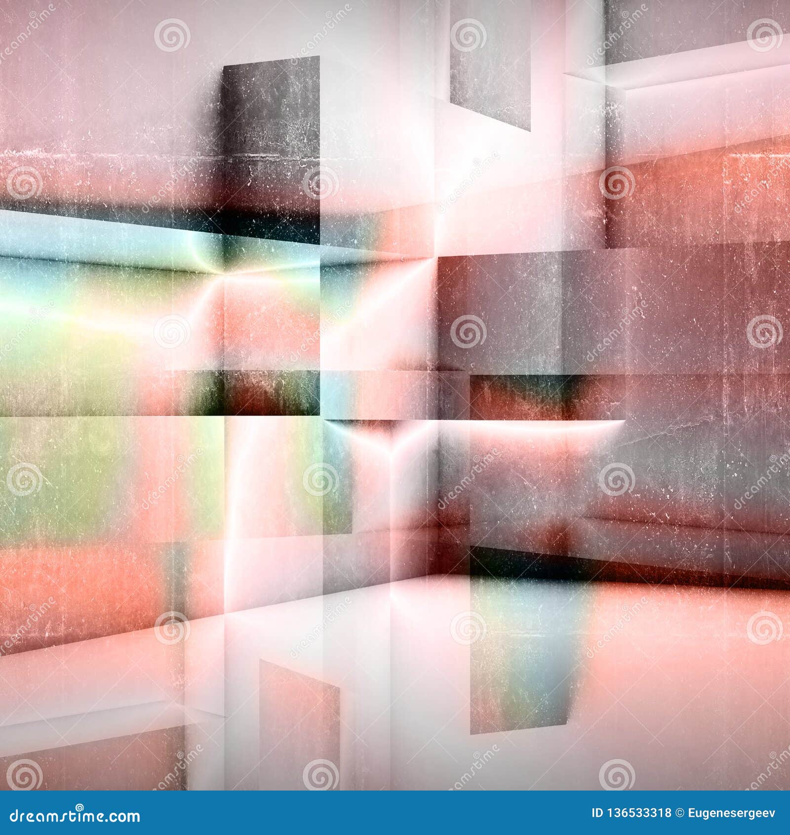 Abstract Colorful Square Concrete 3d Render Stock Illustration ...