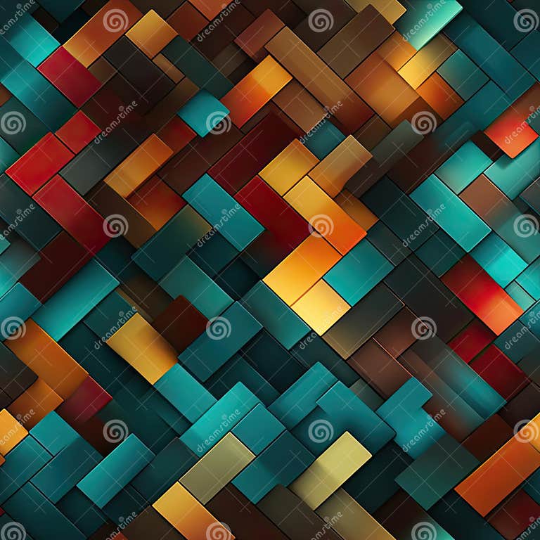 Abstract Colorful Square Tile Pattern Wallpaper with Dimensional ...