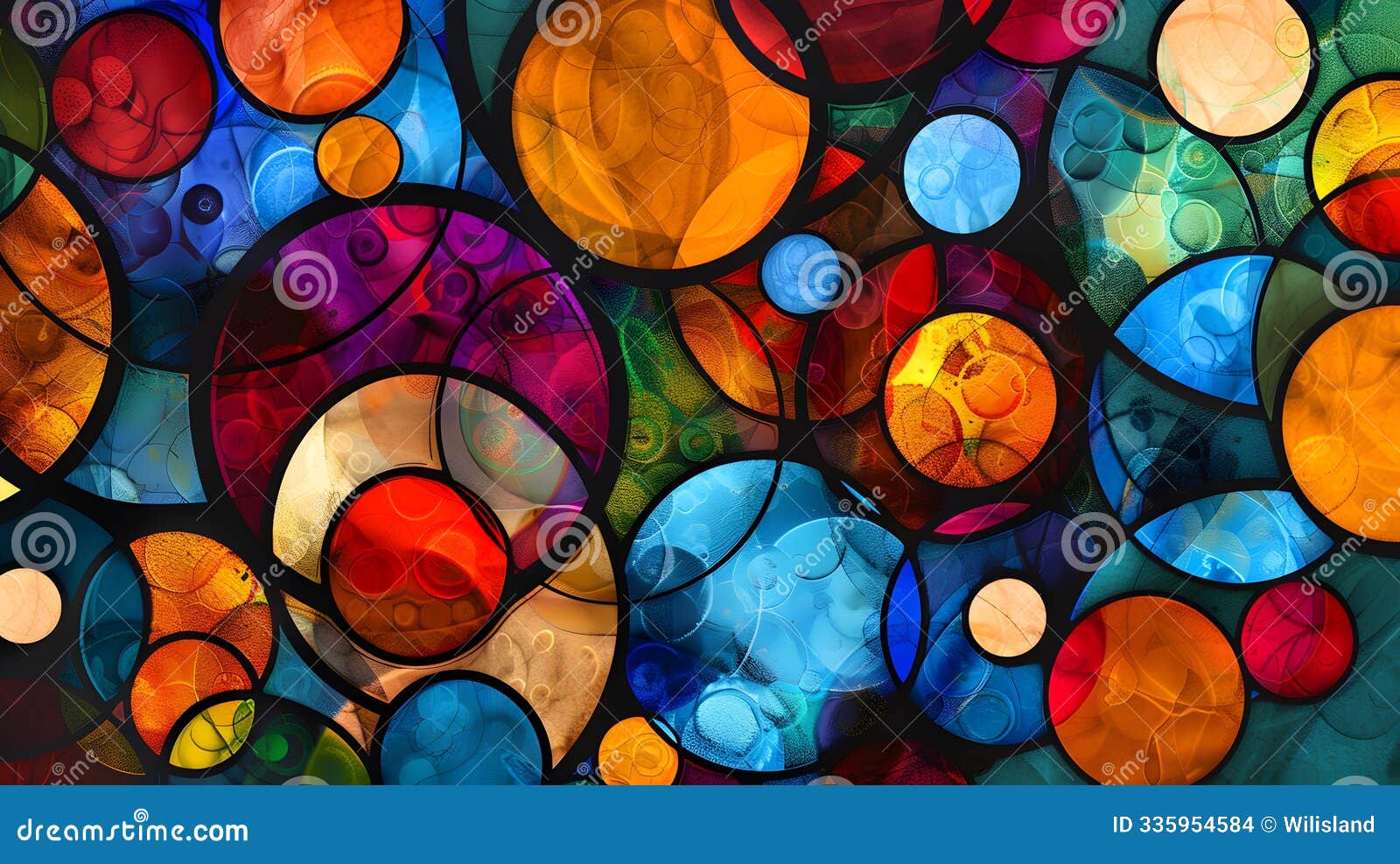 Abstract Colorful Stained Glass Pattern with Overlapping Circles. Stock ...