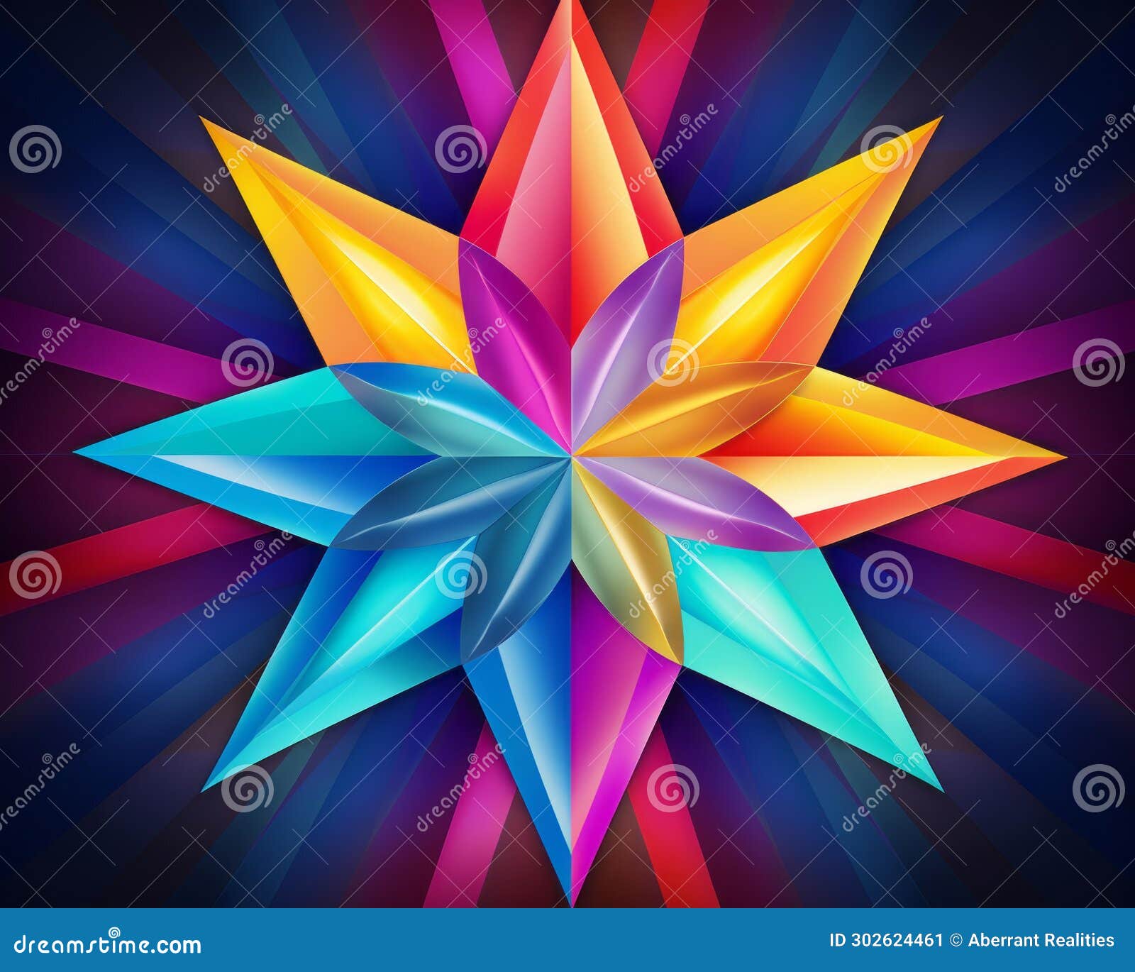 Abstract Colorful Star on a Black Background Stock Illustration ...