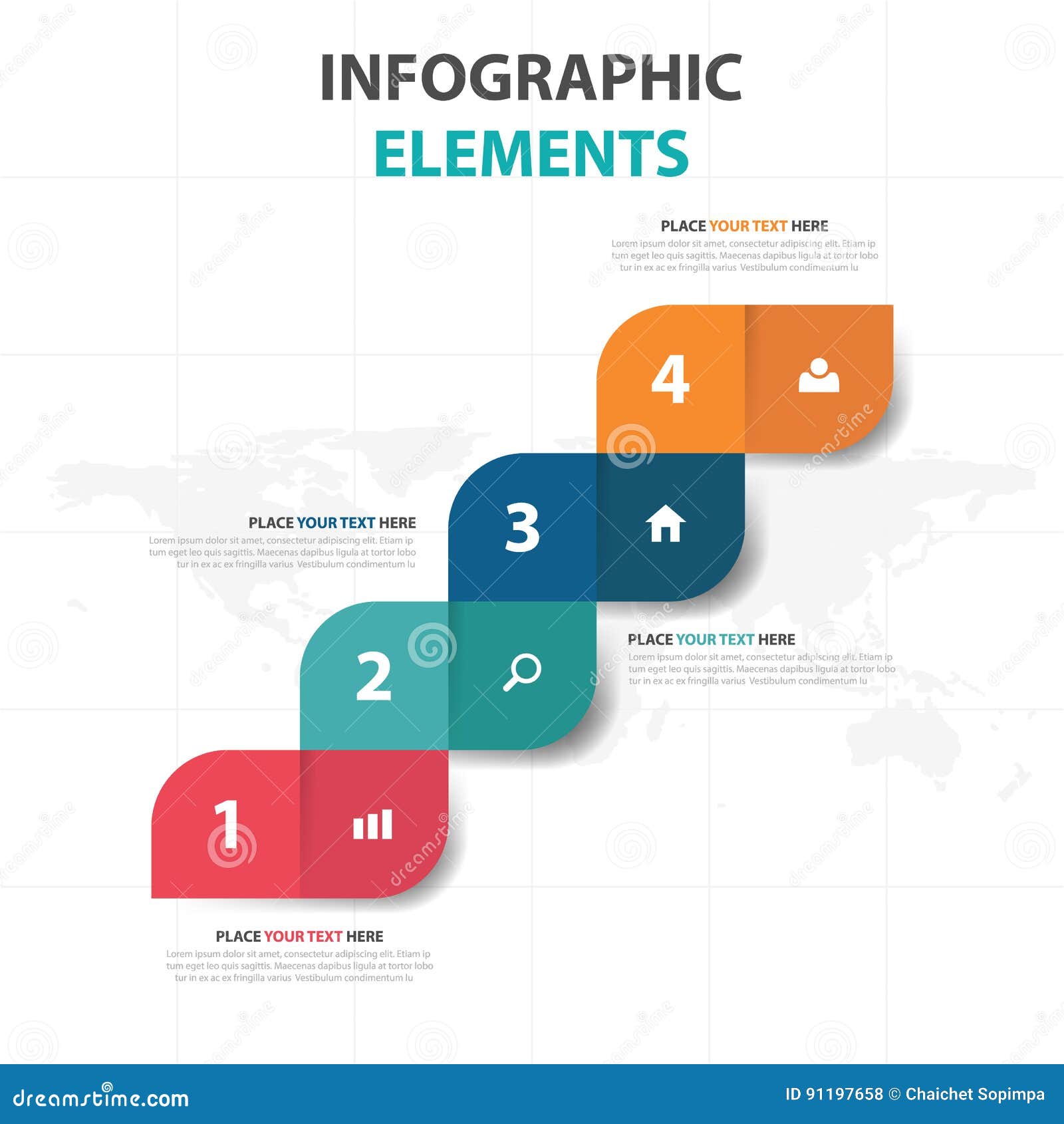Colorful 8-Step Cycle Infographic Made From Flat Color Square Blocks ...