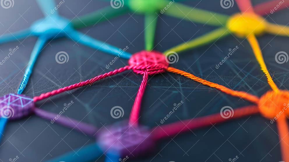 Abstract Colorful String Network Concept for Connection, Collaboration ...