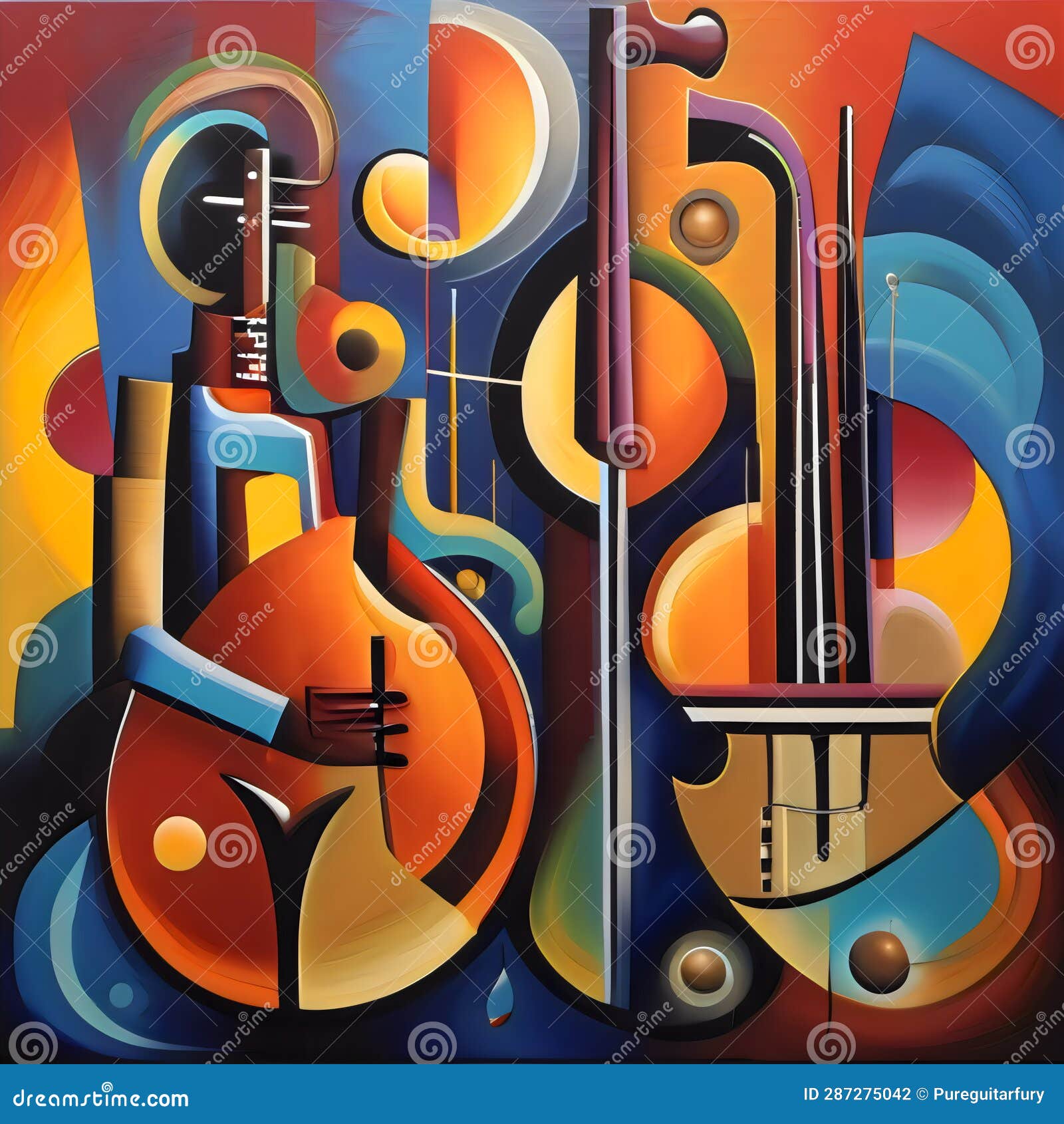 Abstract Colorful Stringed Musical Instruments Stock Illustration ...