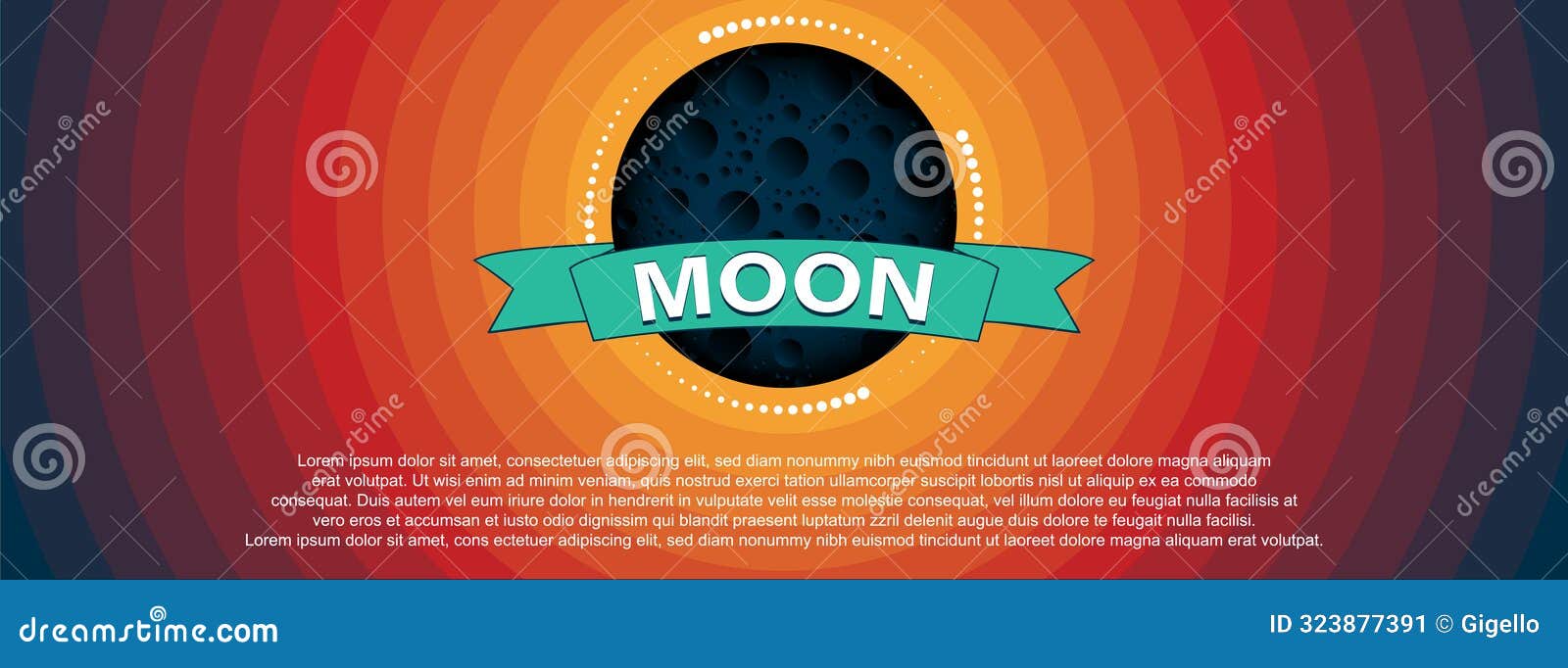 Abstract Colorful Summer Banner with Moon, Vector Illustration Stock ...