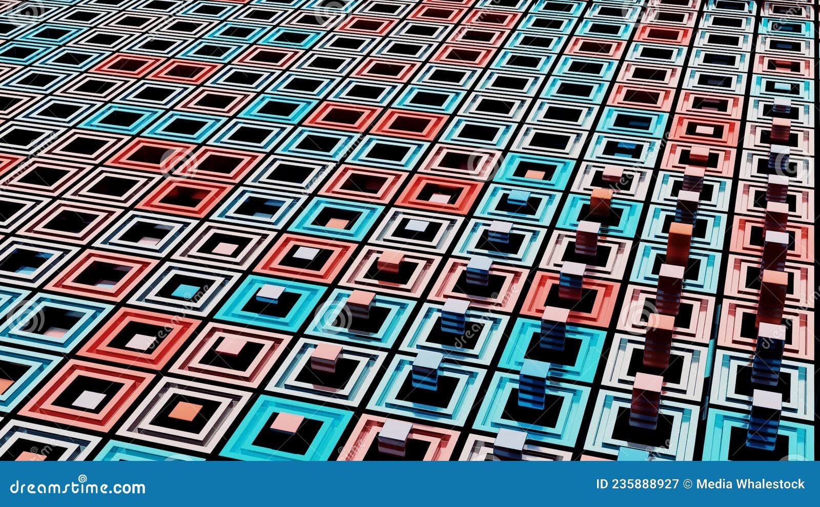 Abstract Colorful Surface with Square Shaped Holes and Growing Pillars ...