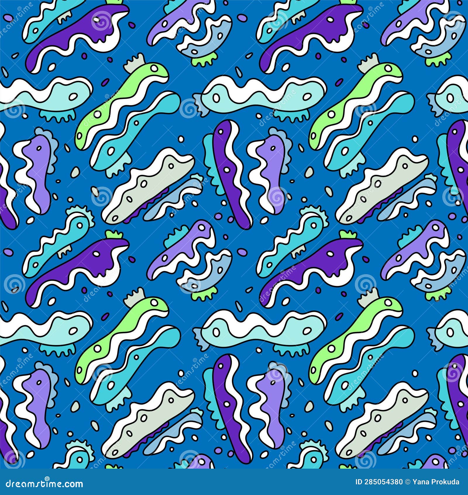 Abstract Colorful Surreal Pattern with Wave Shapes Stock Illustration ...