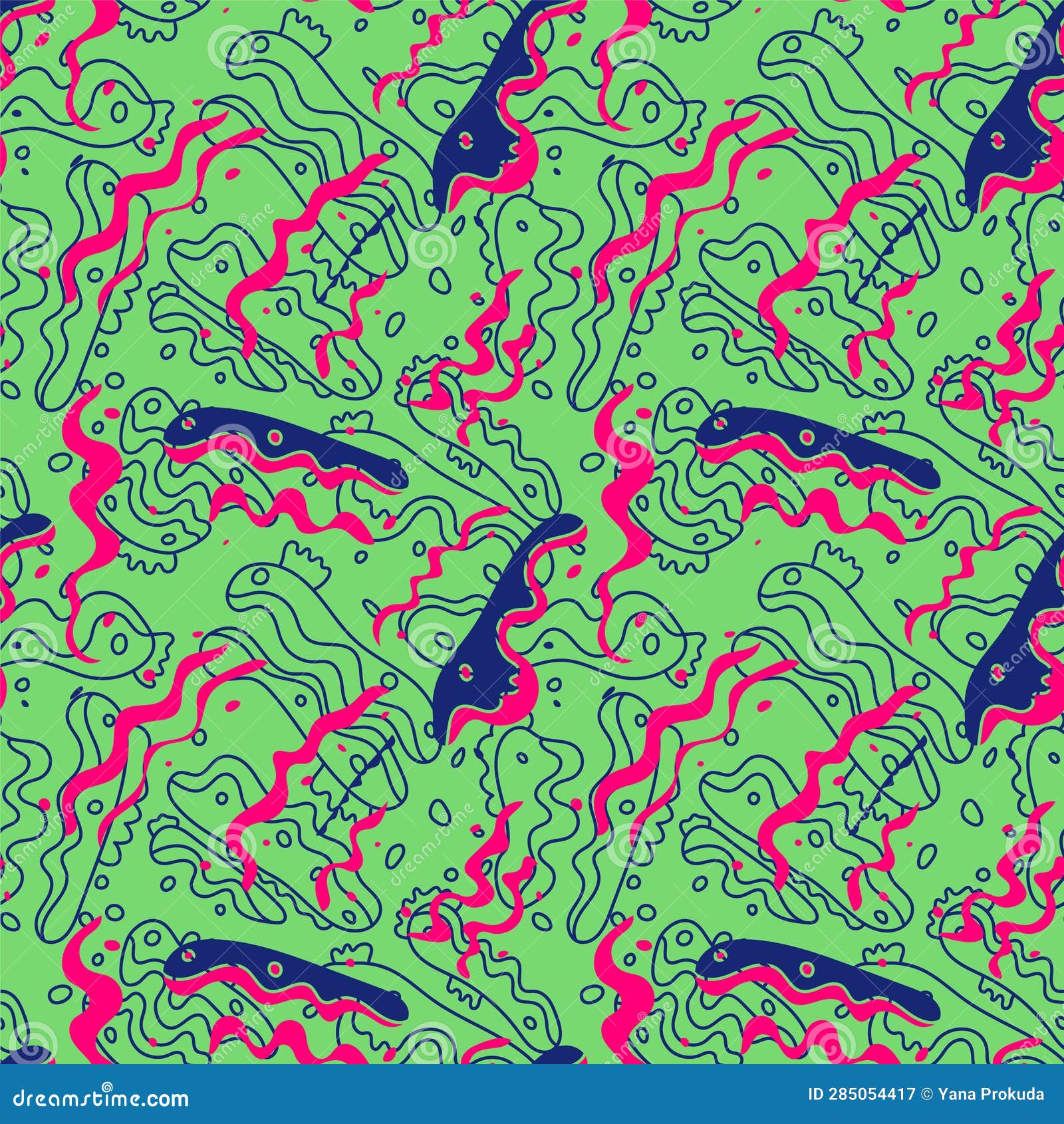 Abstract Colorful Surreal Pattern with Wave Shapes Stock Vector ...