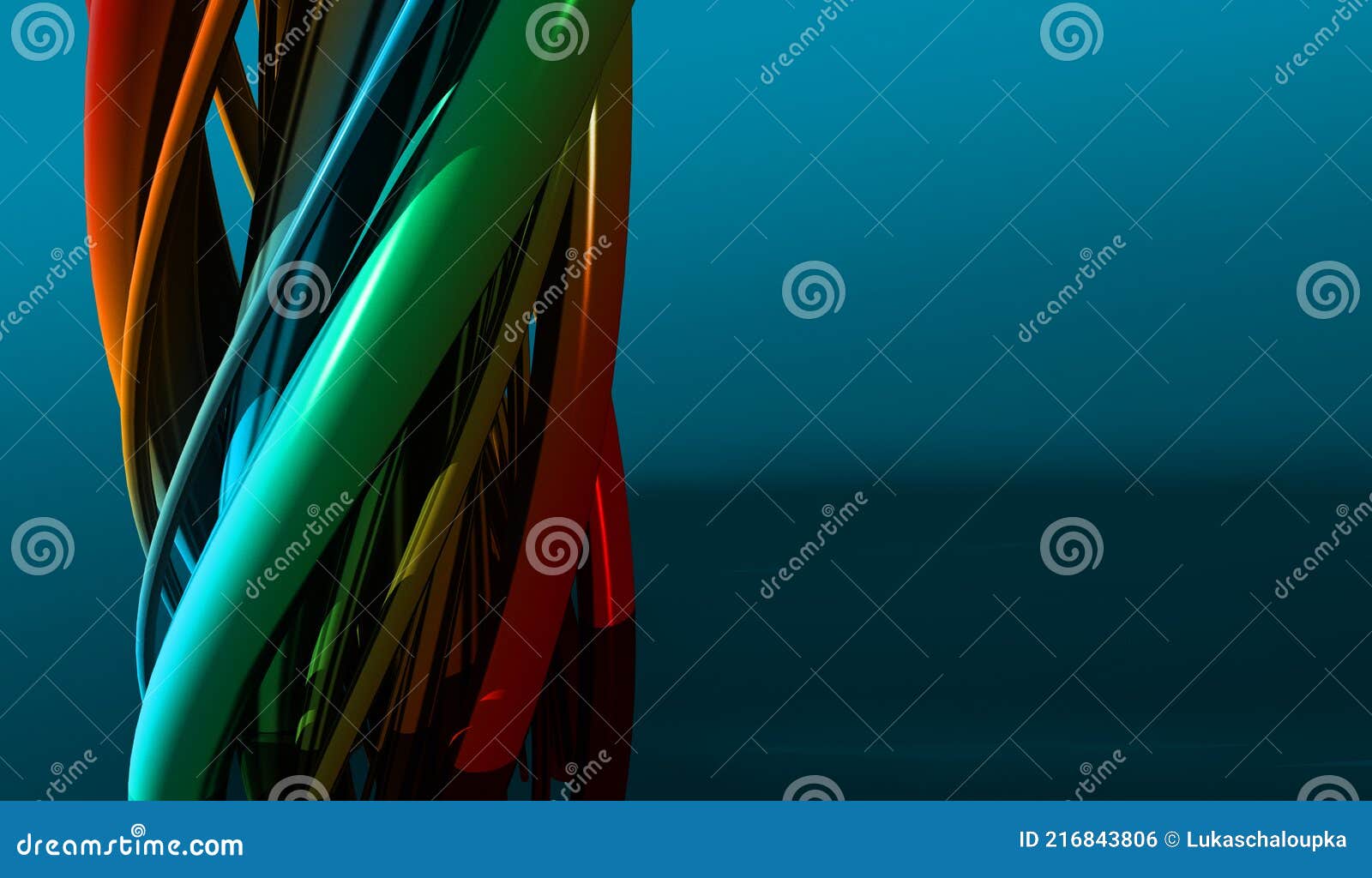 Abstract Colorful Swirl 3D Line, Cable on Blue Gradient Background. 3D ...