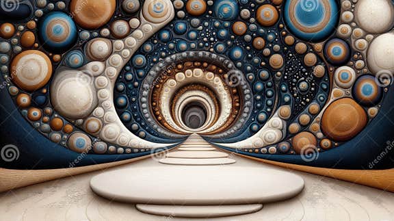 Abstract Colorful Swirling Pattern with a Central Platform and a Tunnel ...