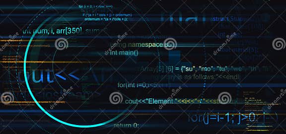 C Plus Plus Programming Language Script Syntax Elements in Black Color ...